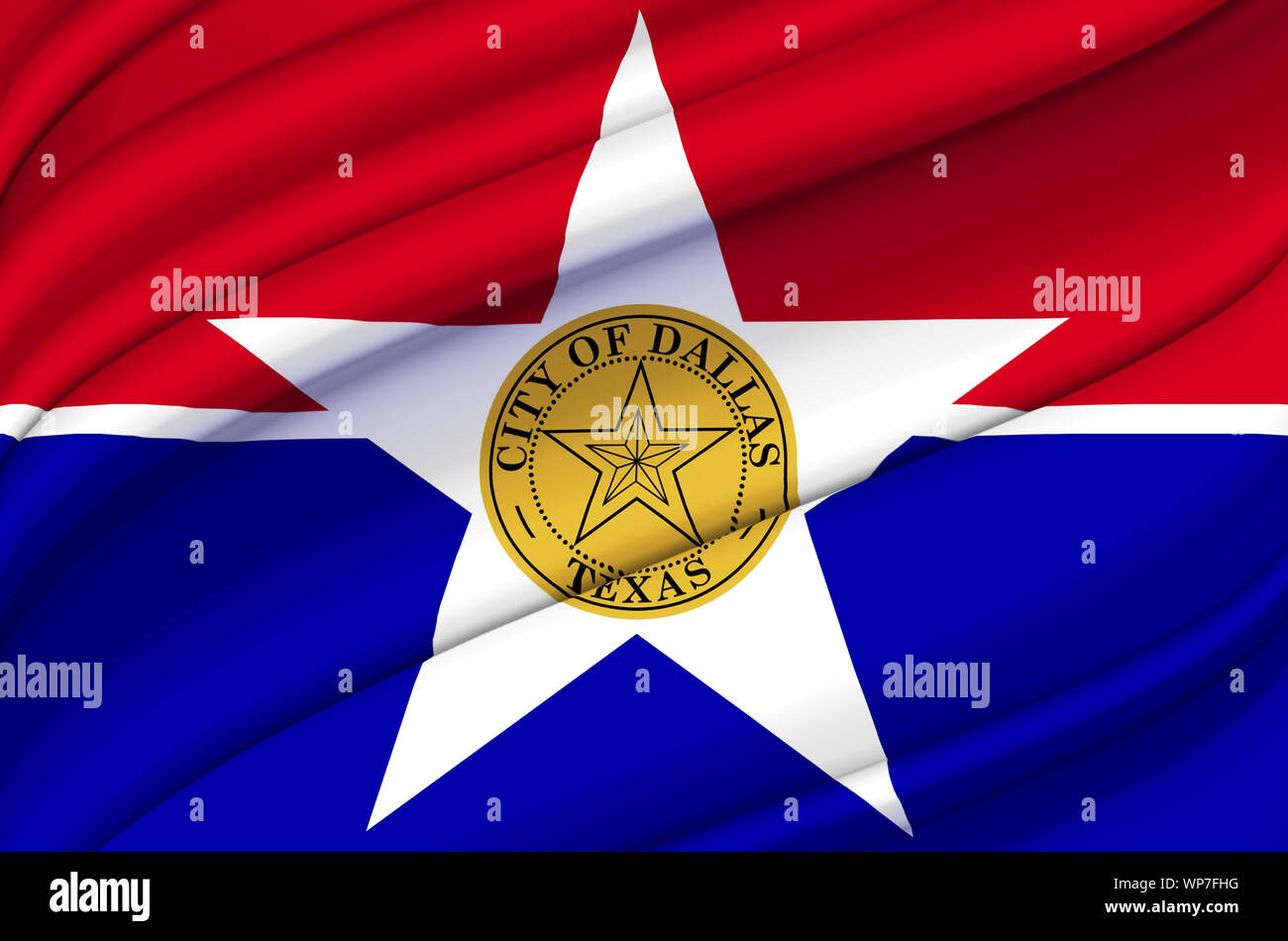 City Of Dallas waving flag illustration. Regions and Cities of the ...