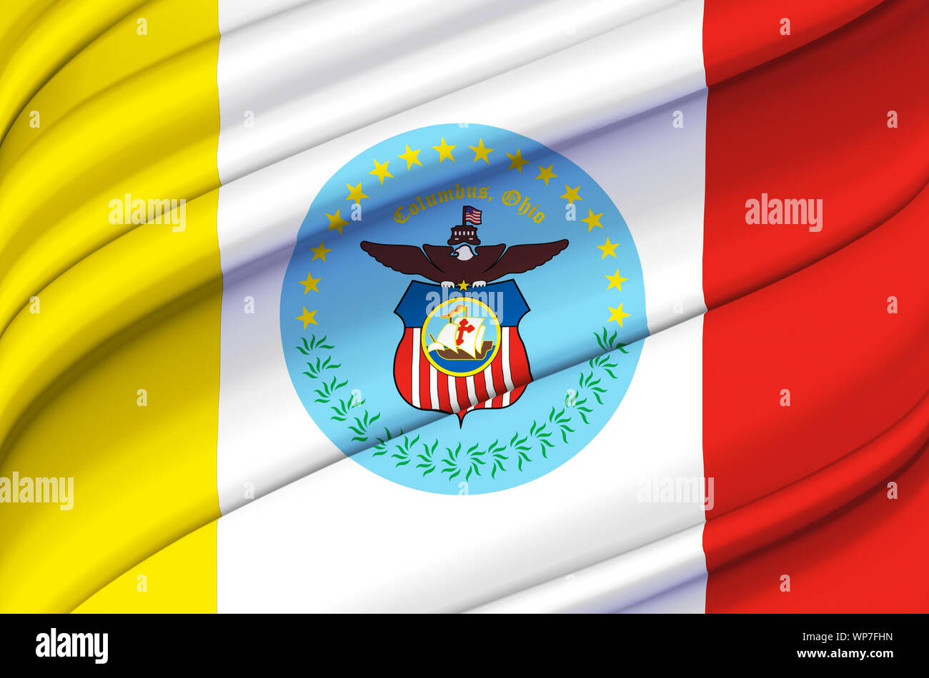 Columbus Ohio waving flag illustration. Regions and Cities of the ...