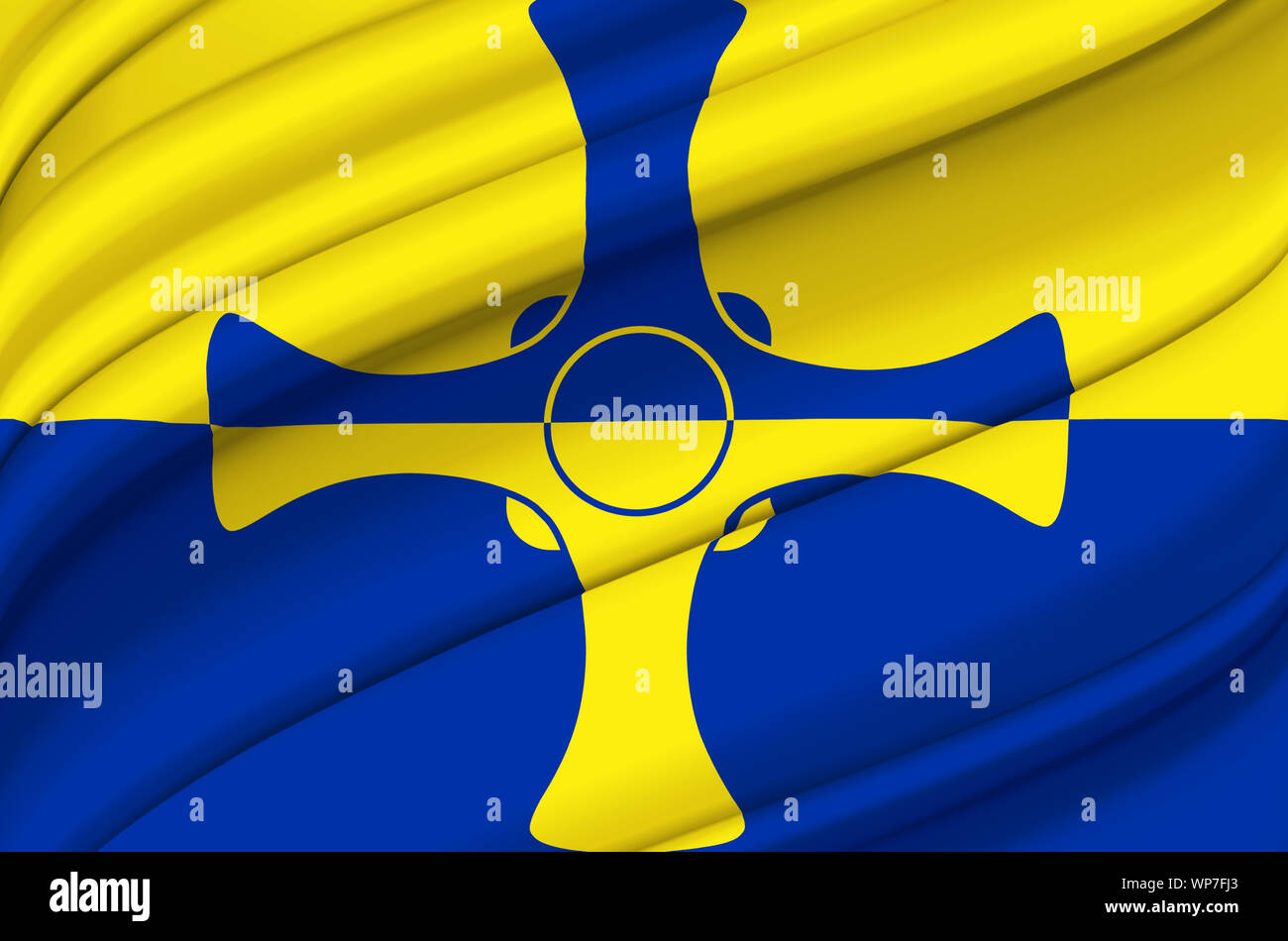 County Durham waving flag illustration. Regions of England and United ...