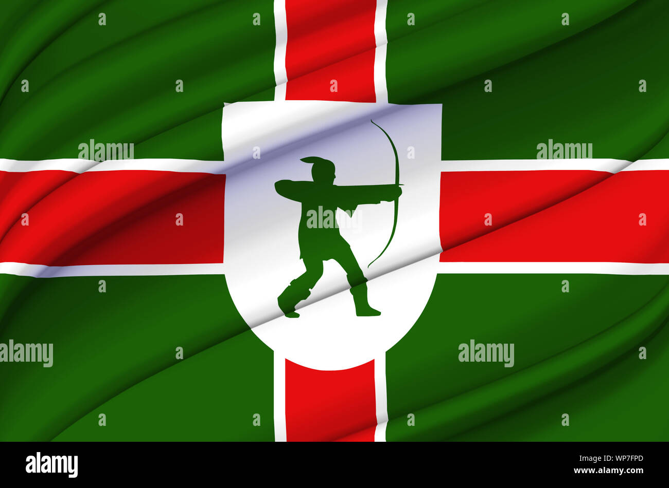 County Nottinghamshire waving flag illustration. Regions of England and ...