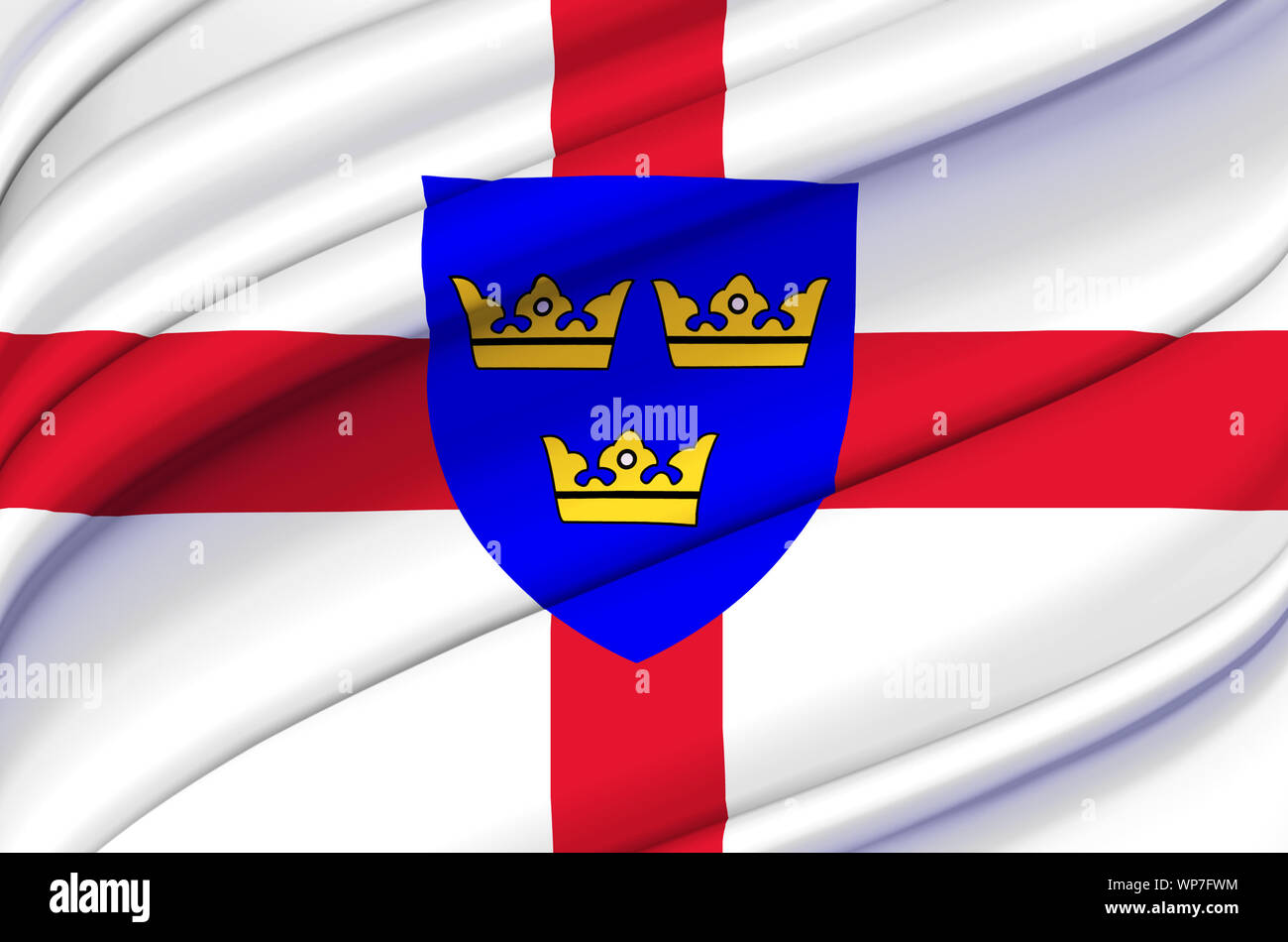East Anglia waving flag illustration. Regions of England and United ...