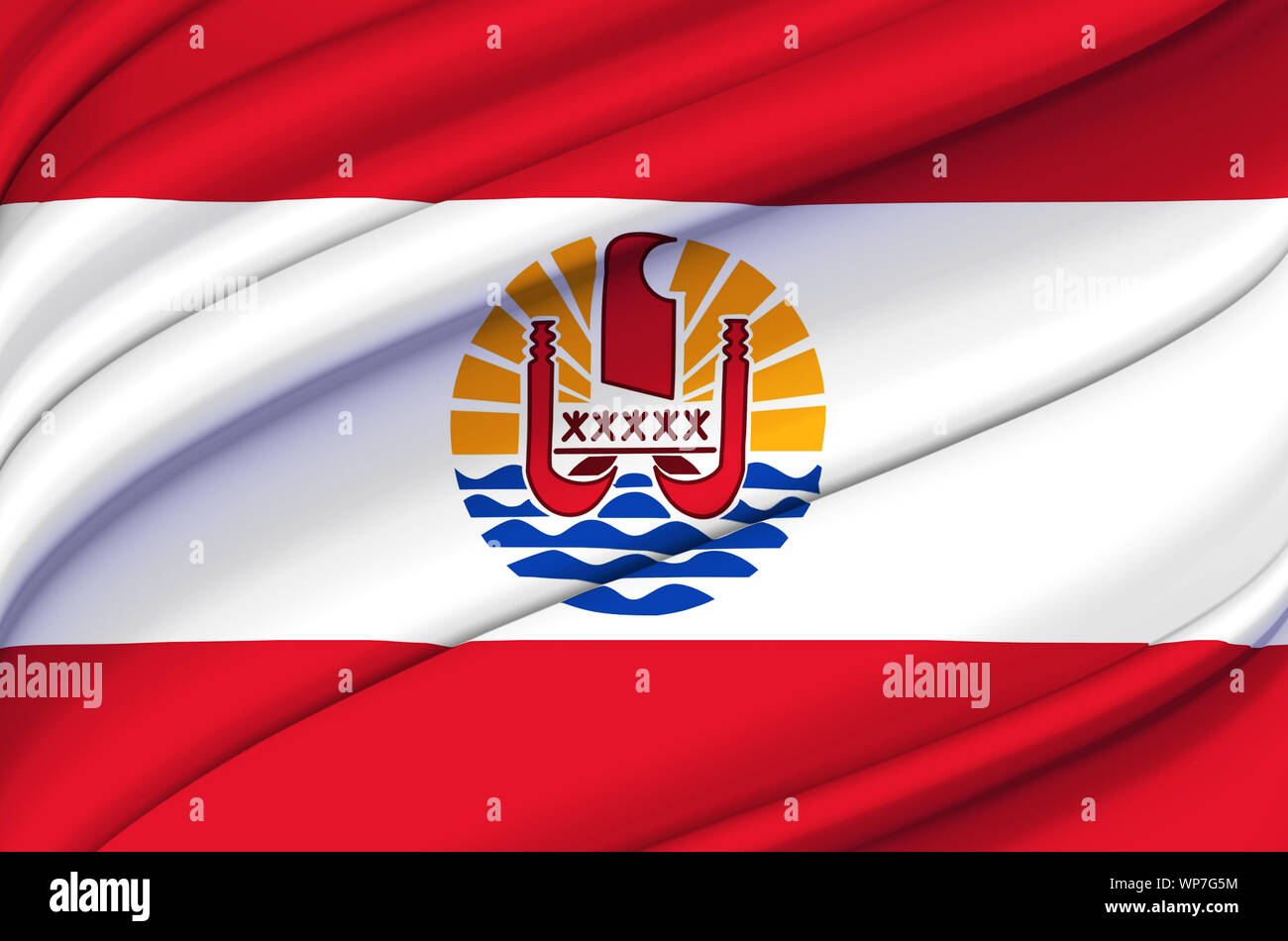 French Polynesia waving flag illustration. Countries of Australia and ...