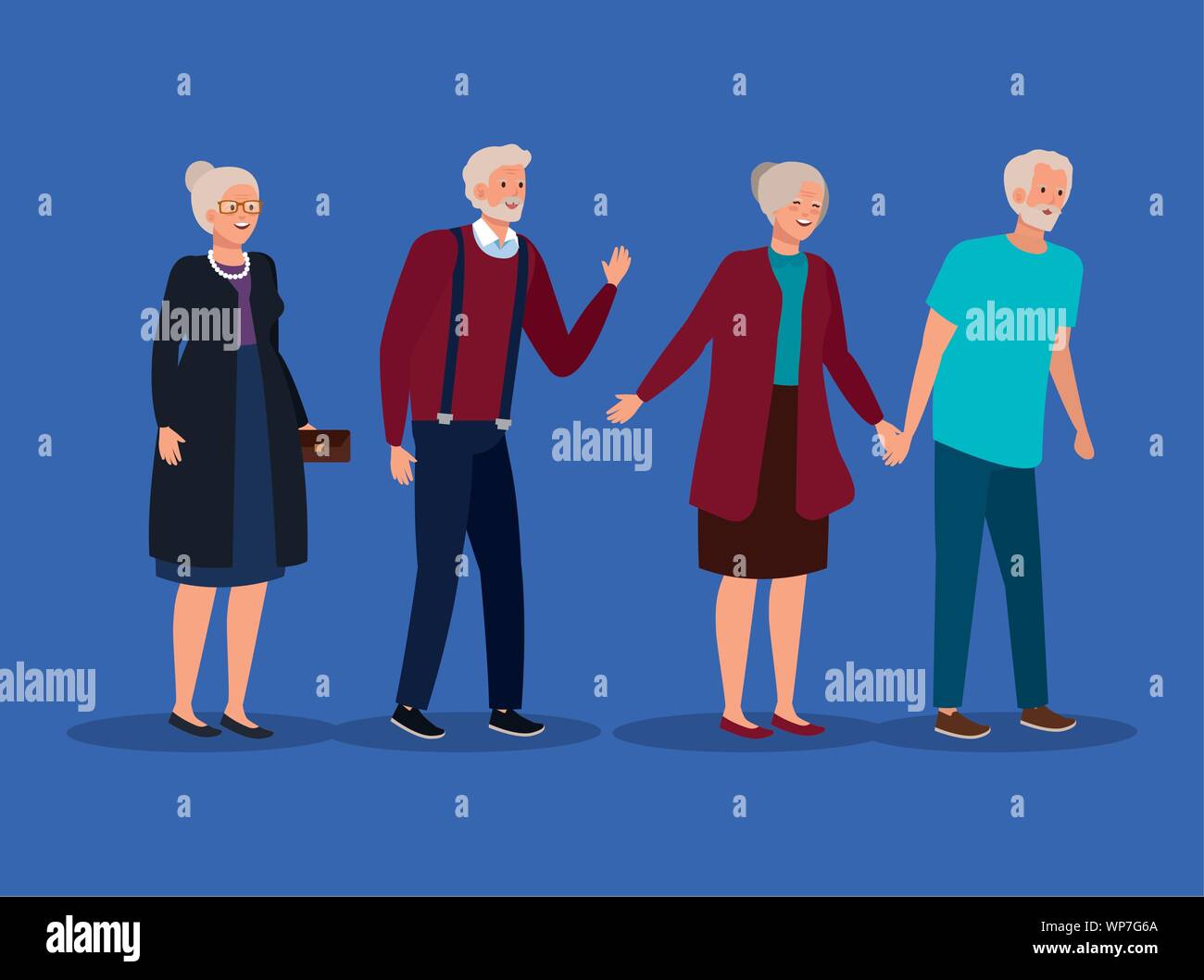 Cute Old Women And Men Together Stock Vector Image And Art Alamy