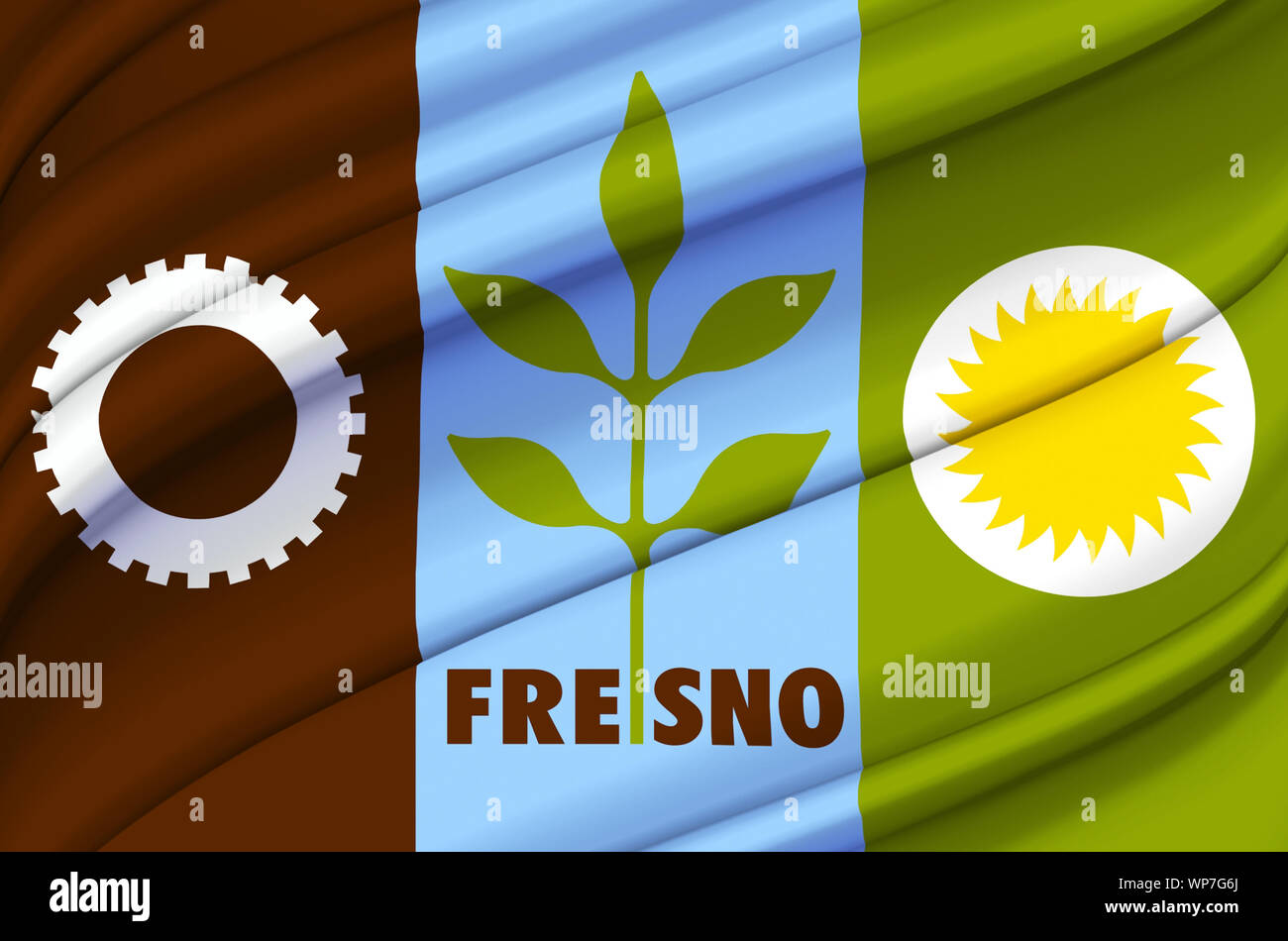 Fresno California waving flag illustration. Regions and Cities of the ...