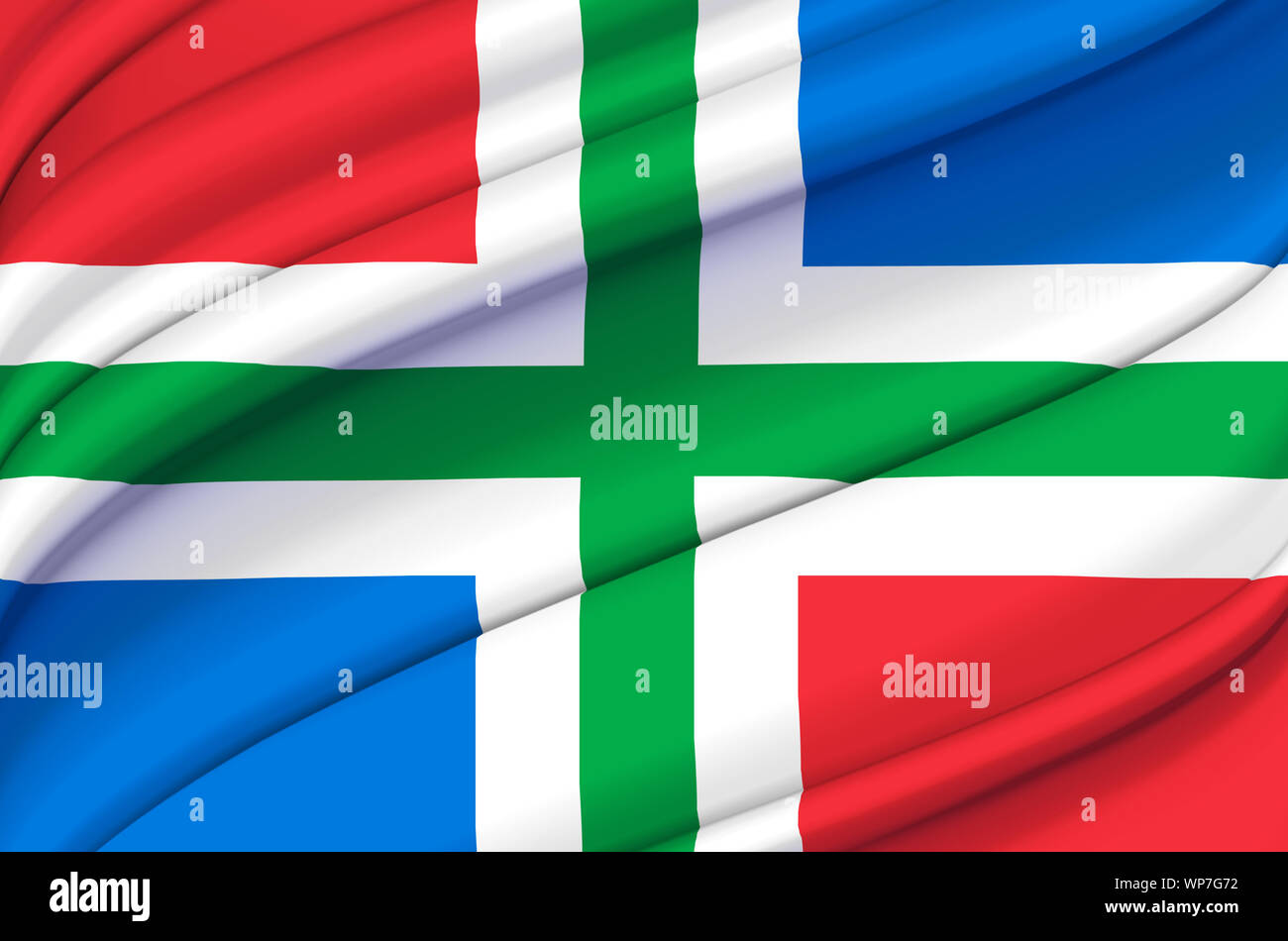 Groningen waving flag illustration. Regions of the Netherlands. Perfect ...