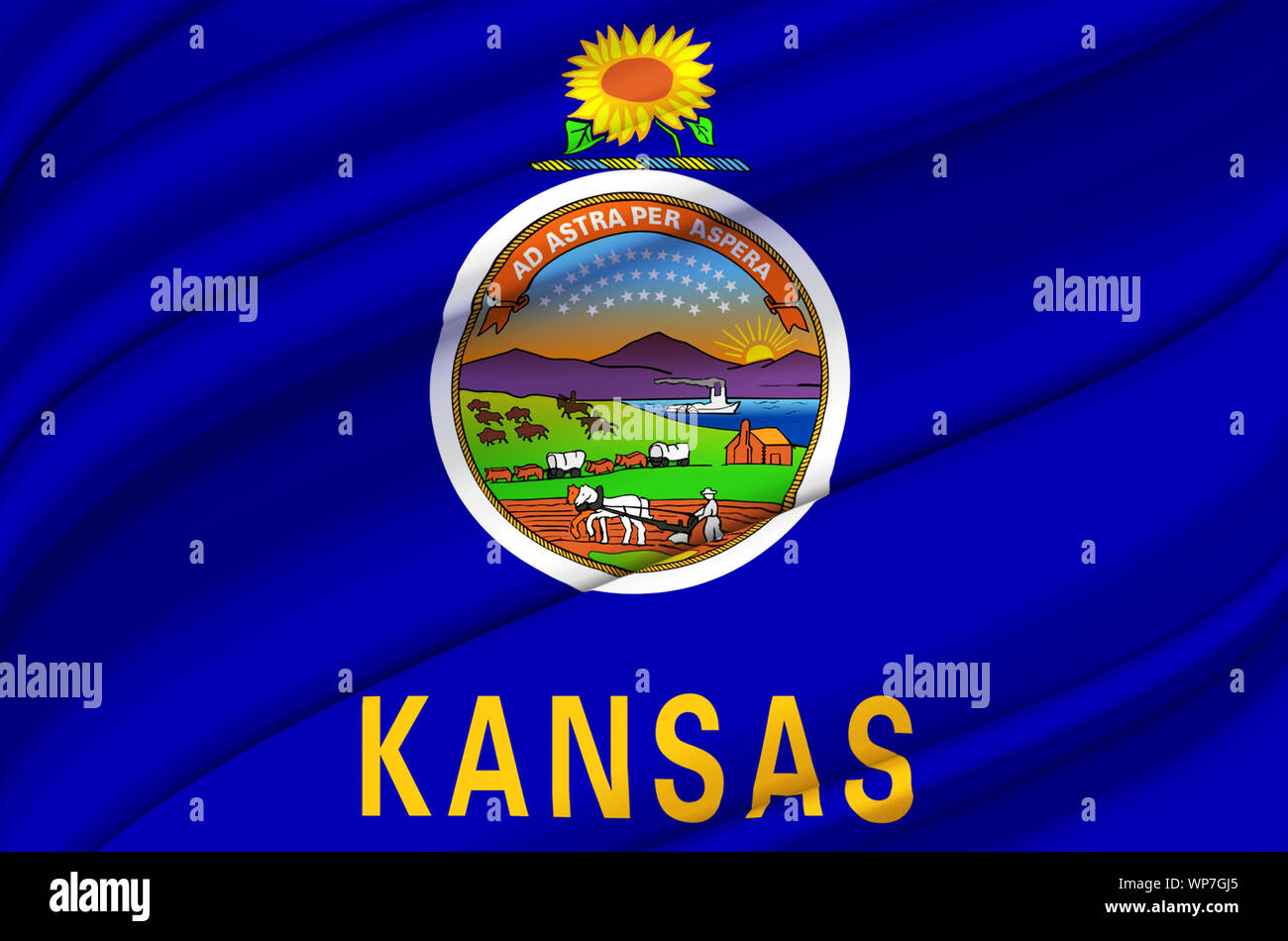 Kansas waving flag illustration. US states. Perfect for background and ...