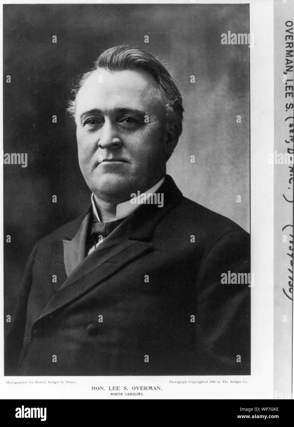 Lee S. Overman, 1854-1930, head-and-shoulders portrait, facing left ...