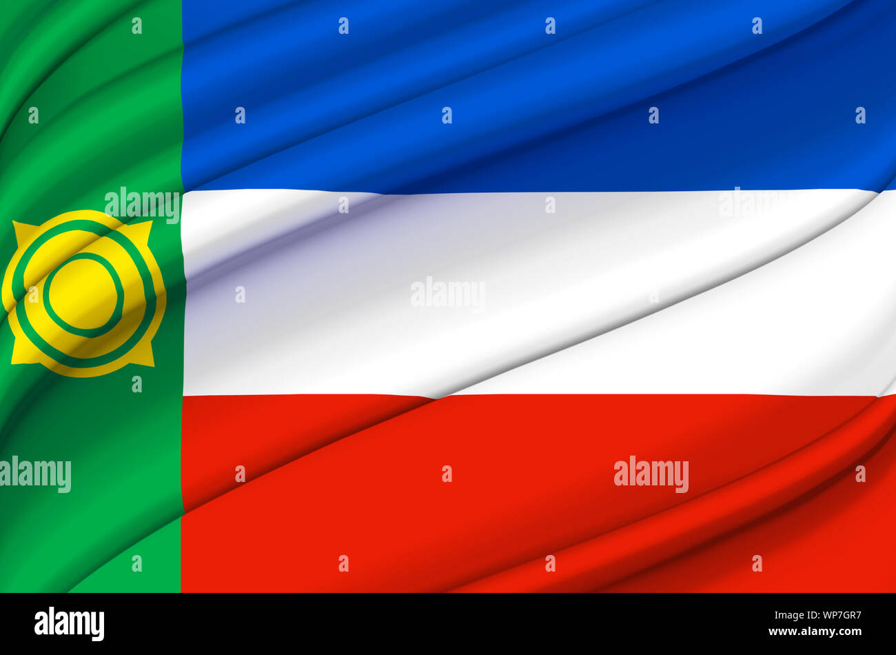 Khakassia waving flag illustration. Regions of Russia. Perfect for ...