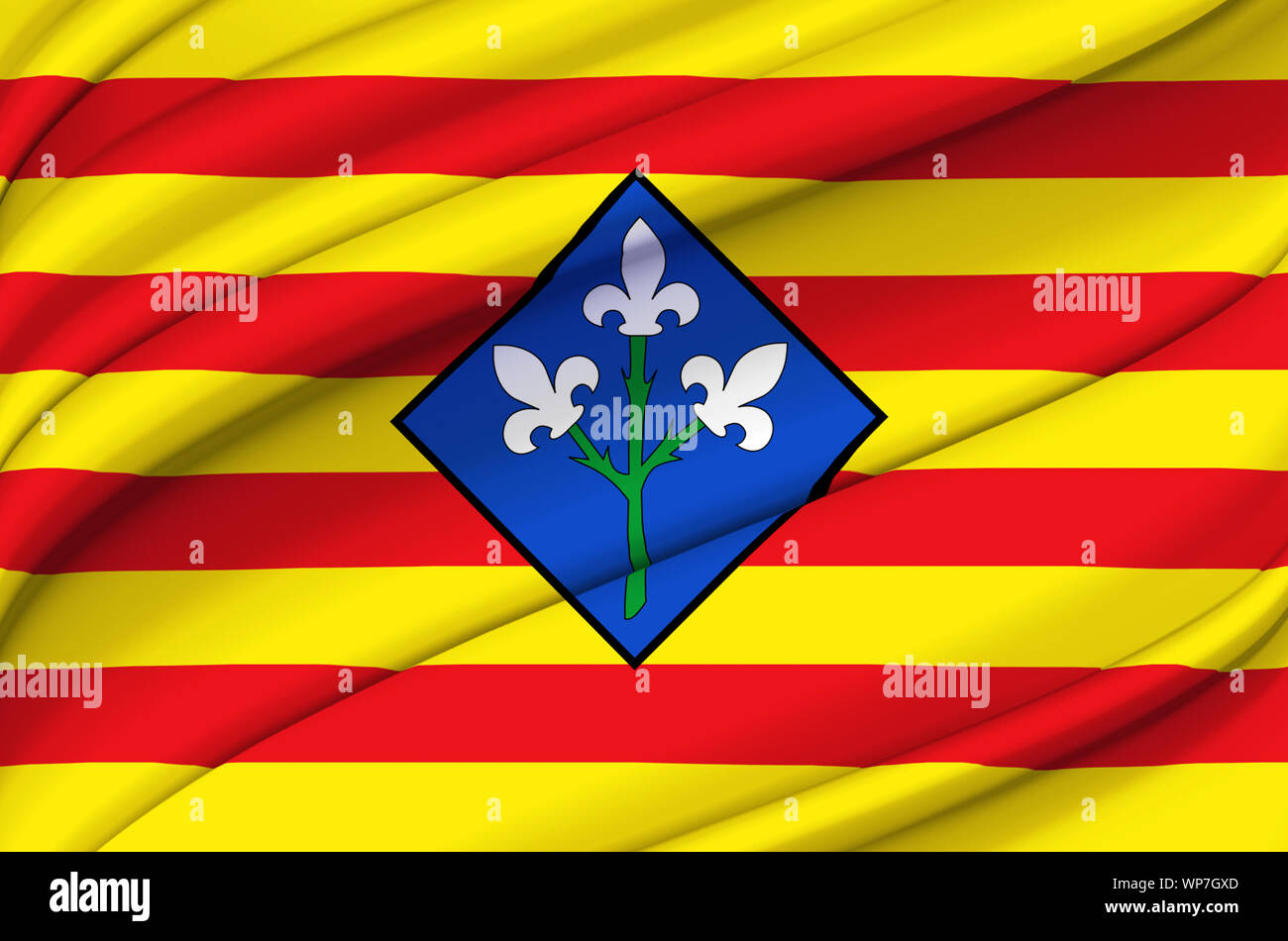 Lerida waving flag illustration. Regions and cities of Spain. Perfect ...
