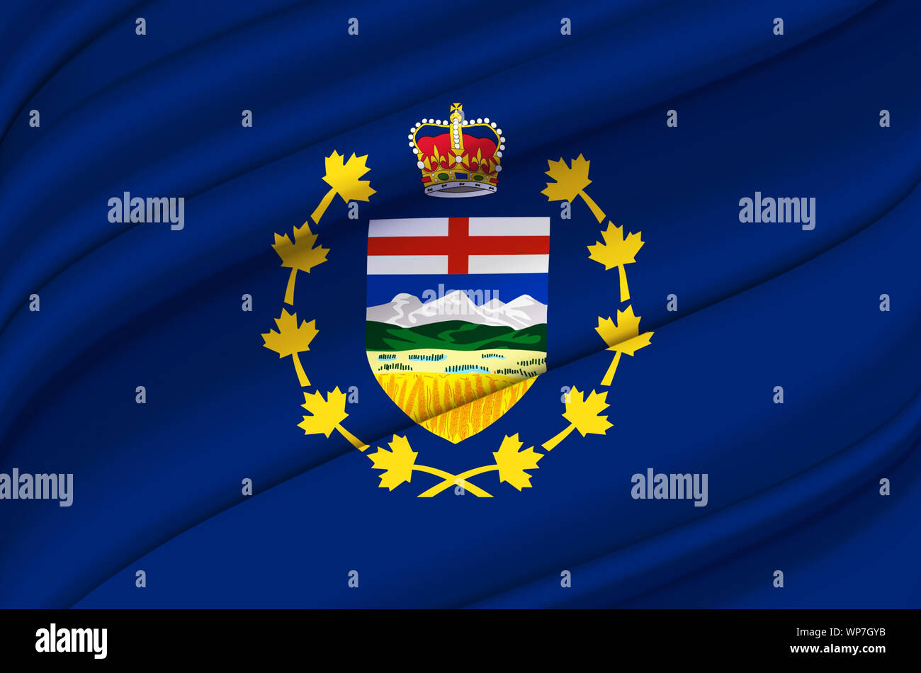 Lieutenant-Governor Of Alberta waving flag illustration. States, cities ...