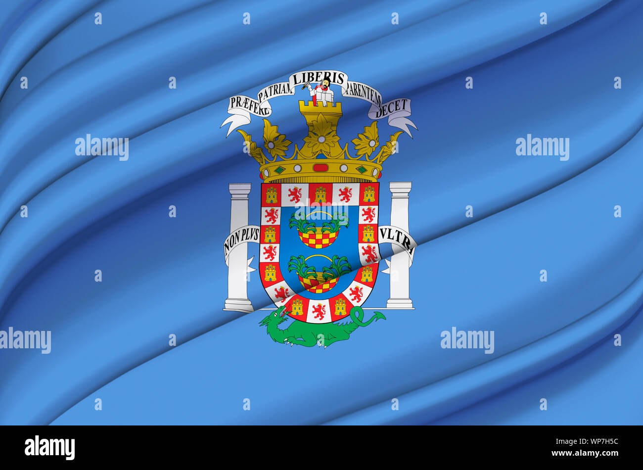 Melilla waving flag illustration. Regions and cities of Spain. Perfect ...