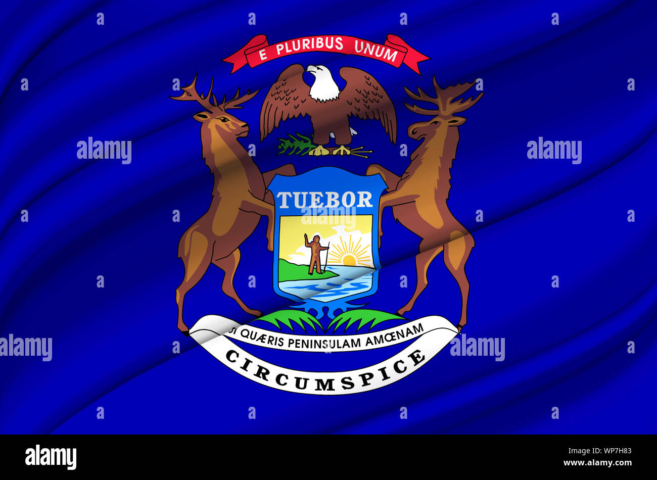 Michigan waving flag illustration. US states. Perfect for background ...