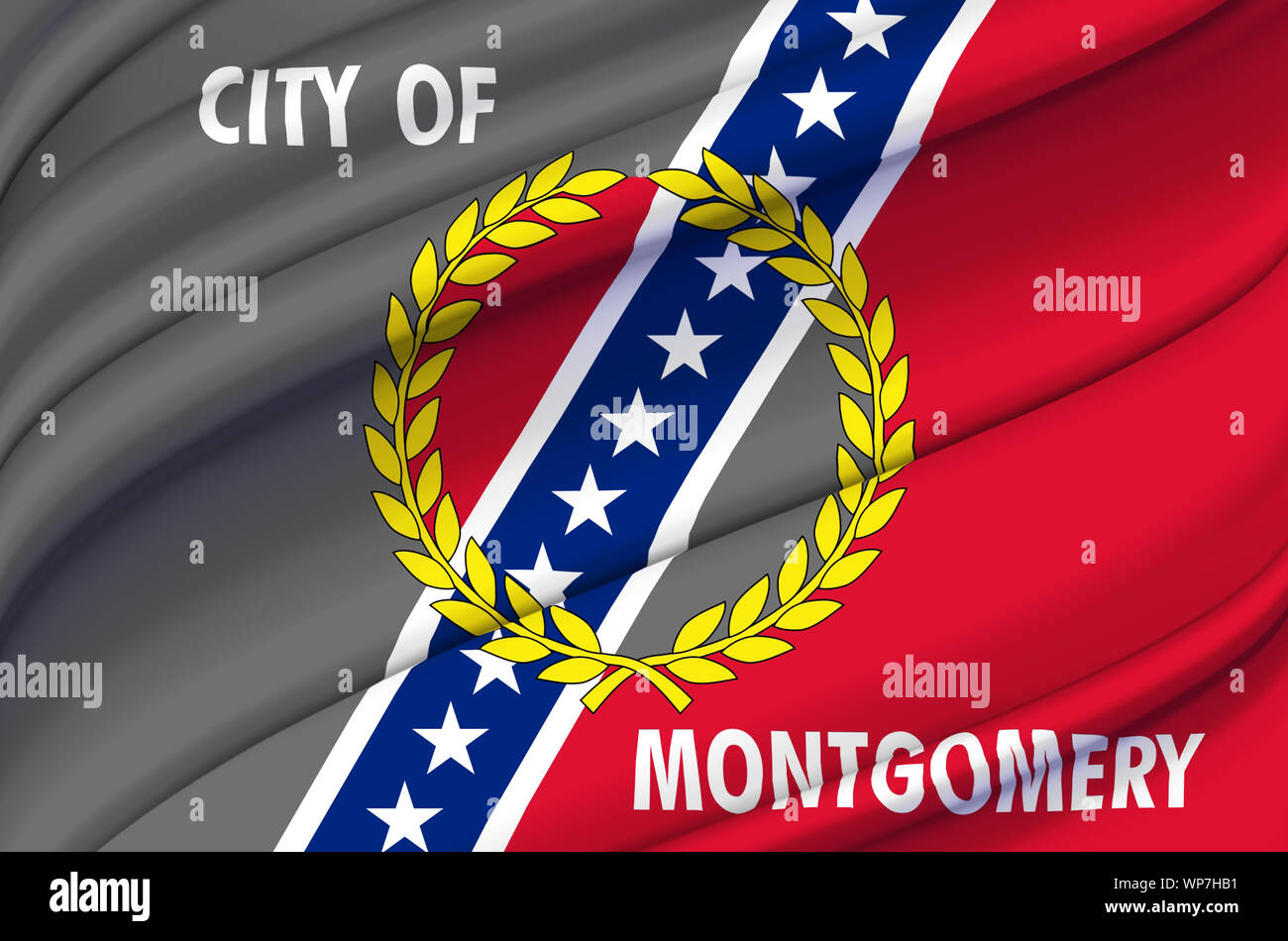 Montgomery Alabama waving flag illustration. Regions and Cities of the ...