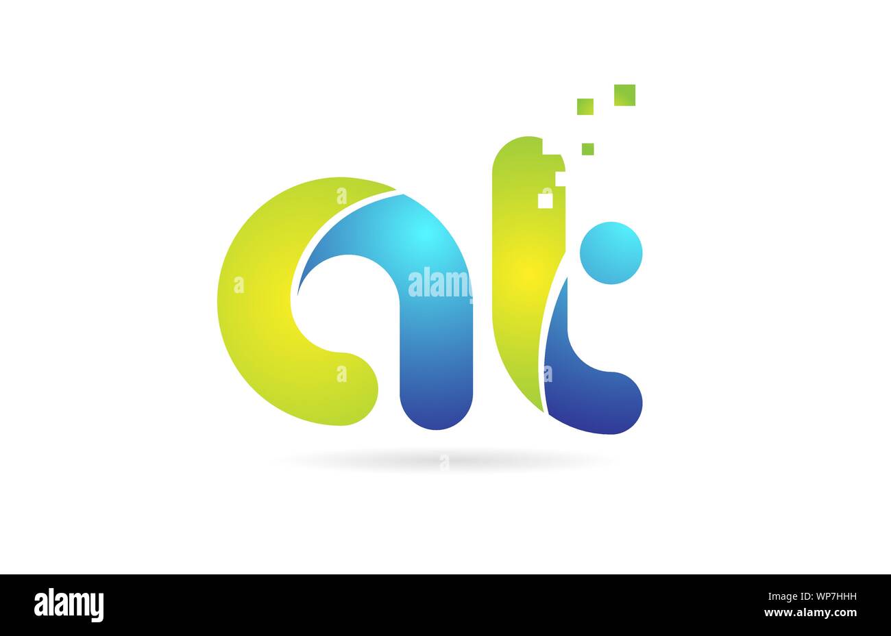 at a t blue green alphabet combination letter logo design suitable for ...