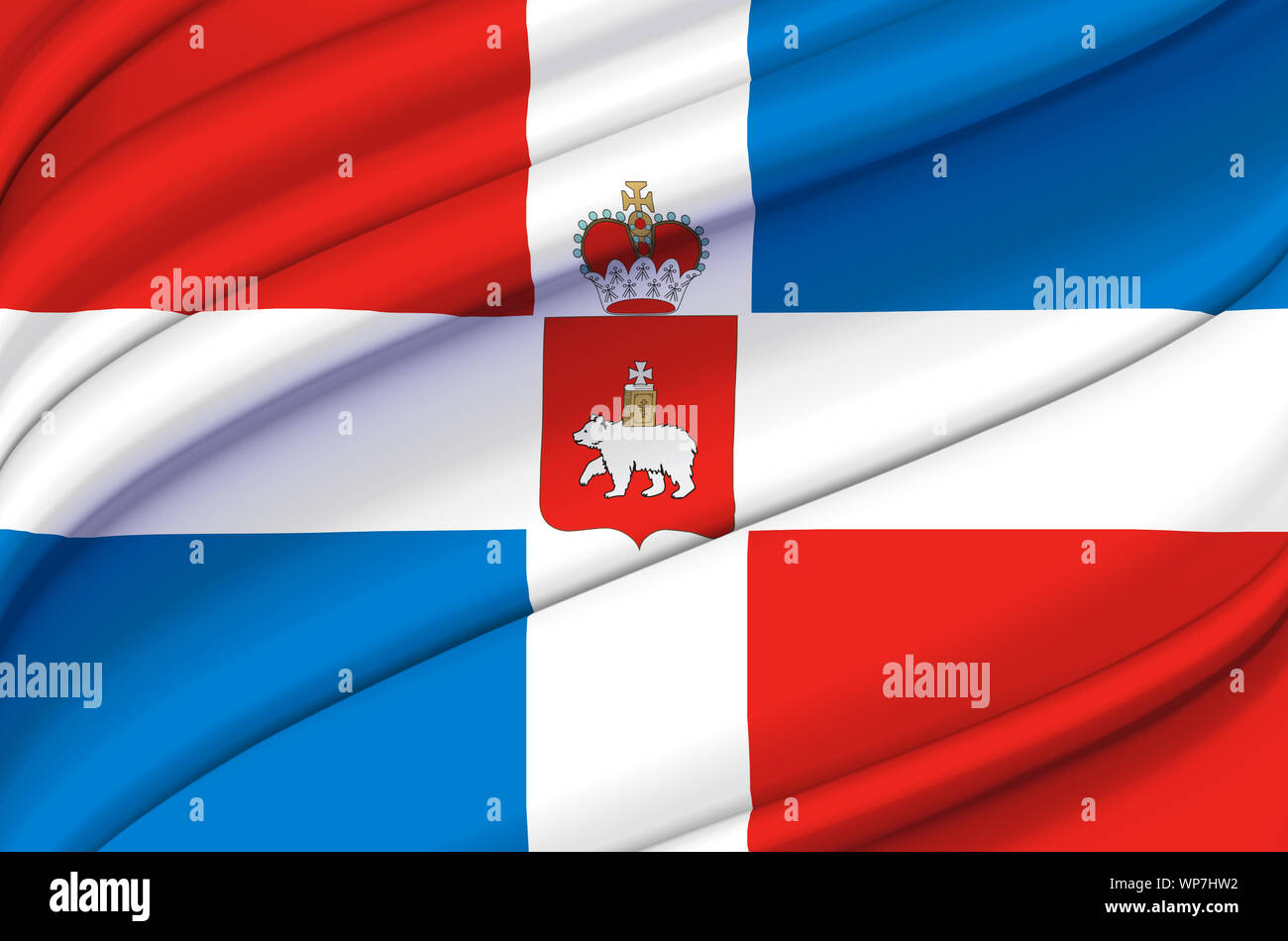 Perm waving flag illustration. Regions of Russia. Perfect for ...