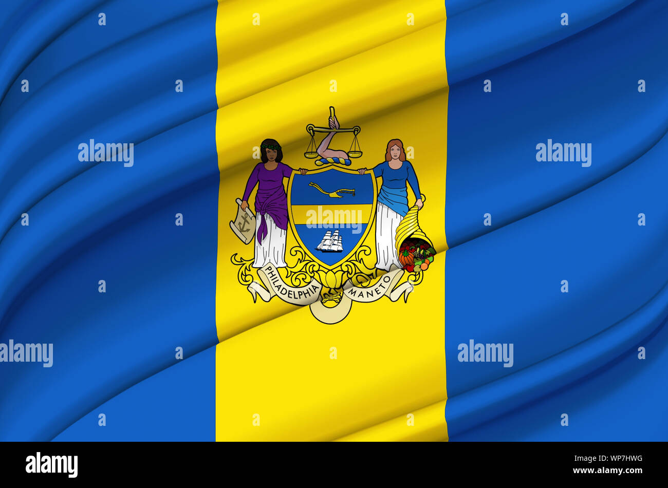 Philadelphia Pennsylvania waving flag illustration. Regions and Cities ...