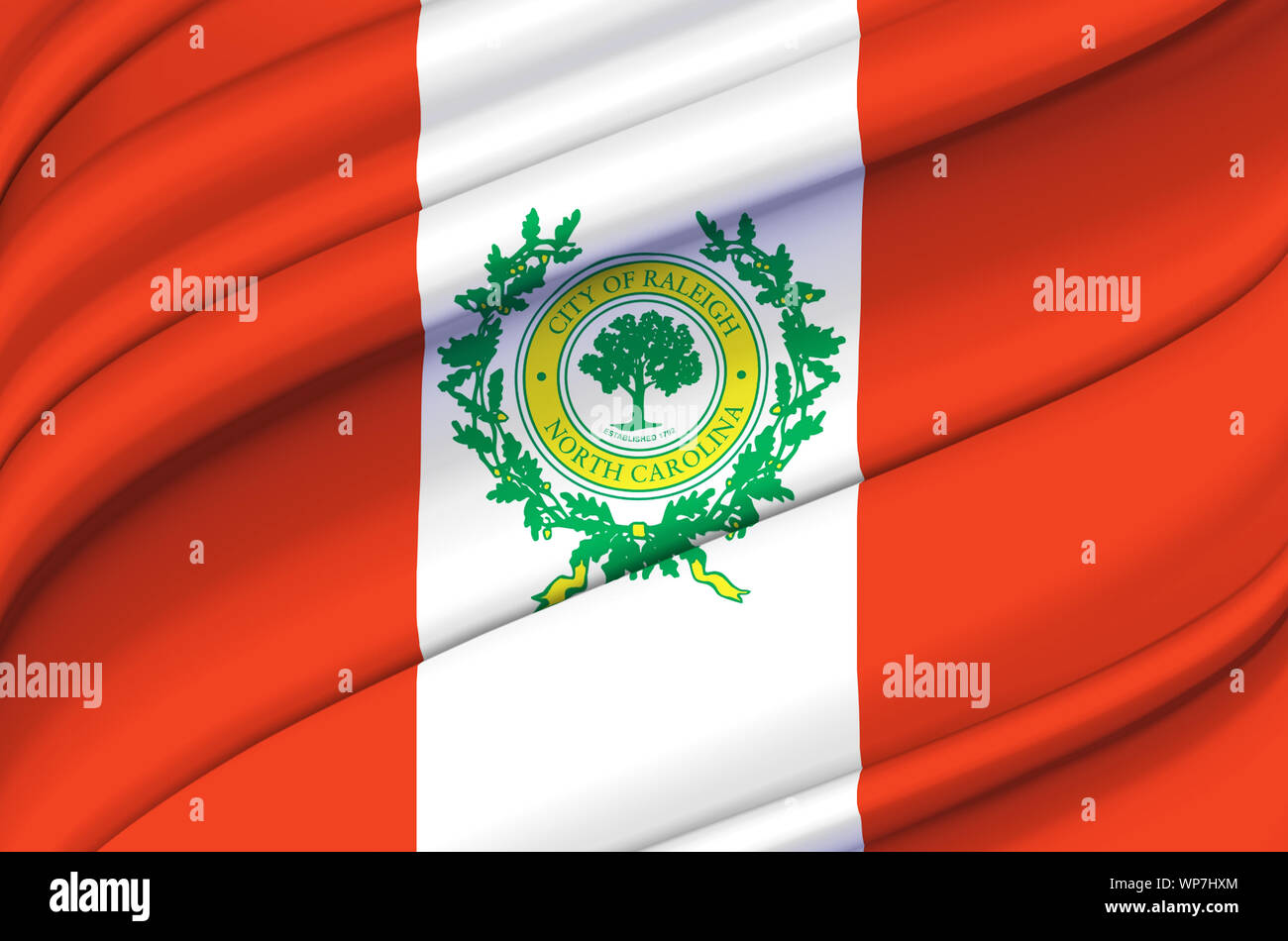Raleigh waving flag illustration. Regions and Cities of the United ...