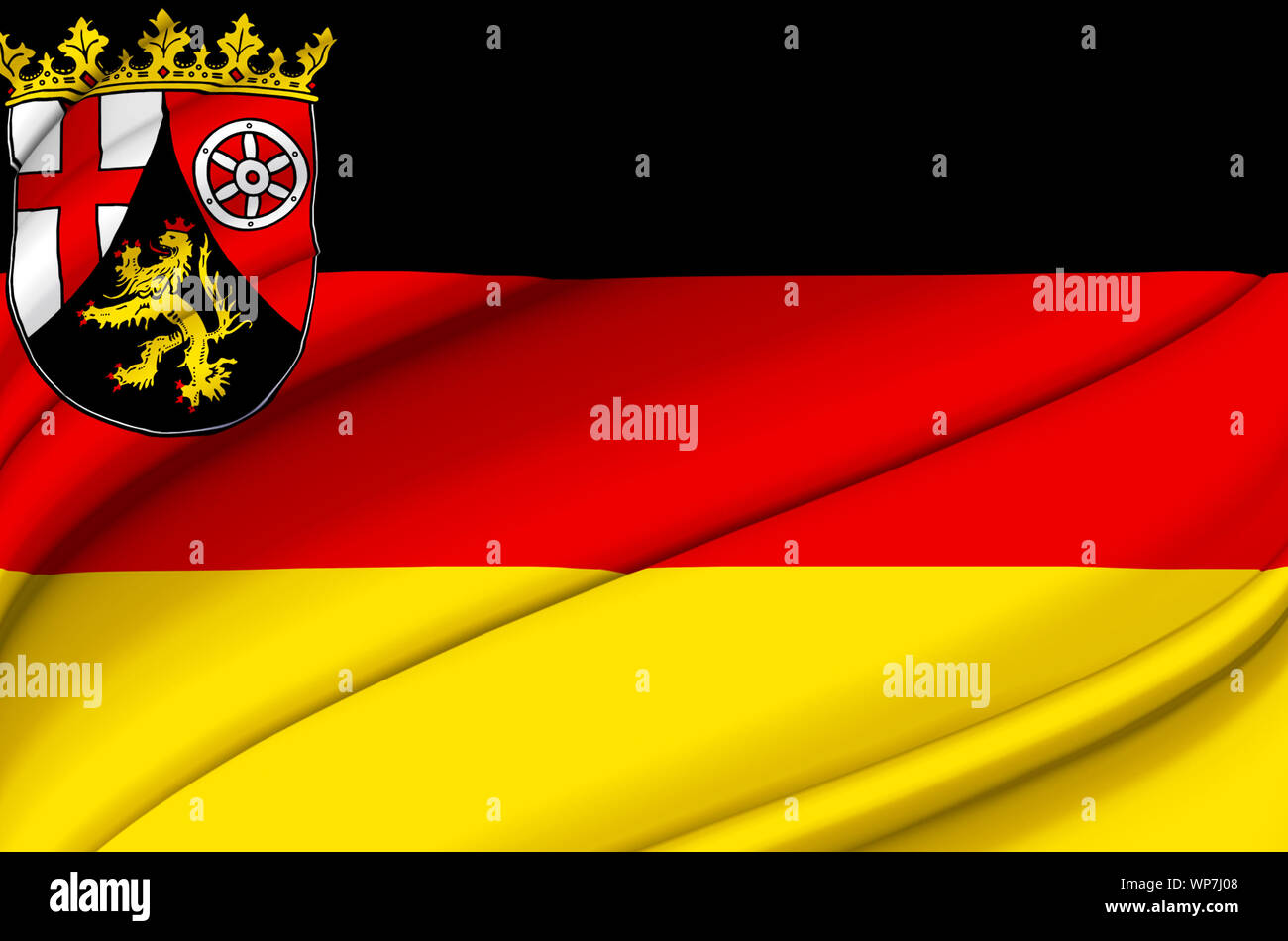Rhineland-Palatinate waving flag illustration. Federal state of Germany ...