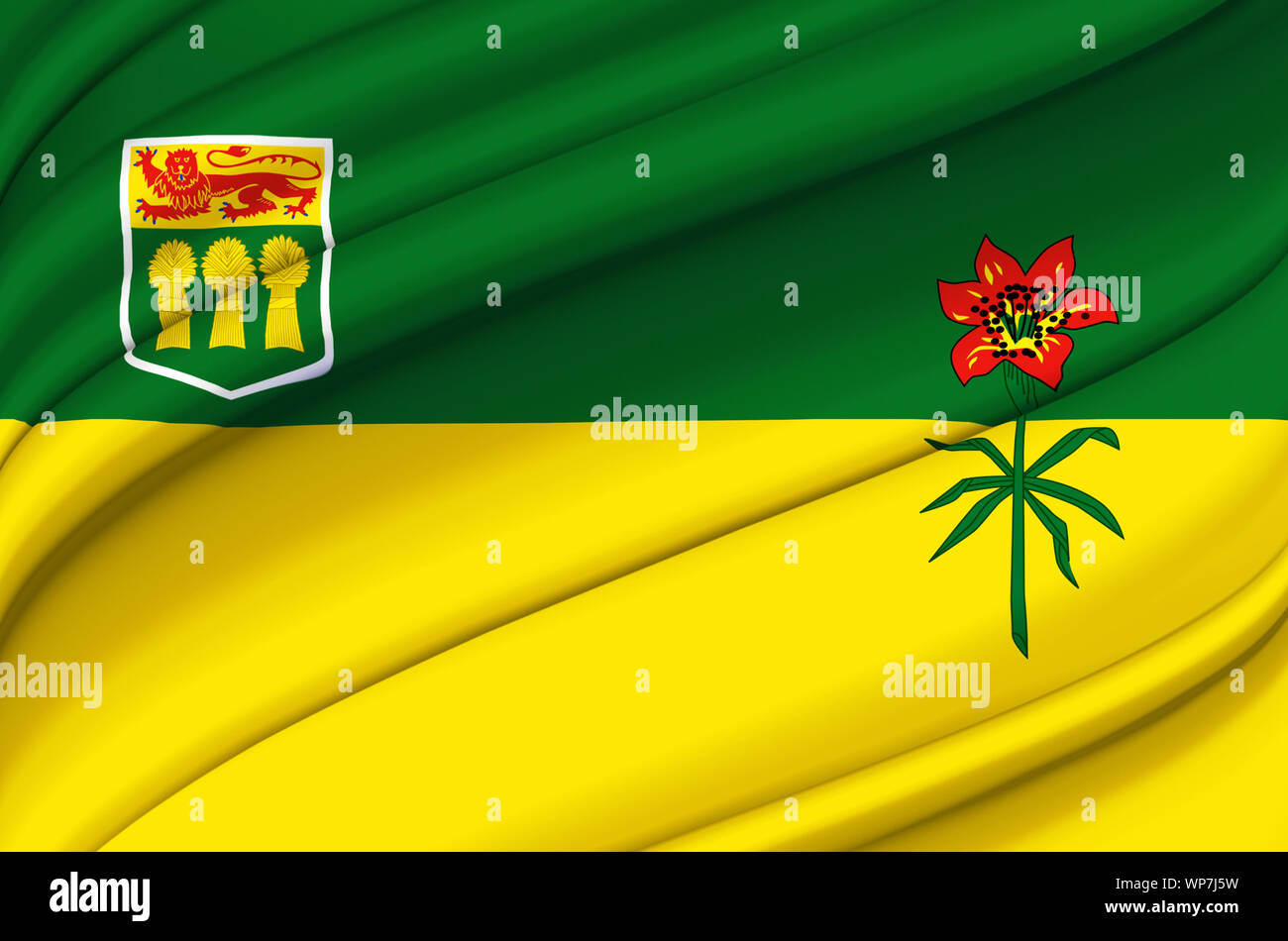 Saskatchewan waving flag illustration. States, cities and Regions of ...
