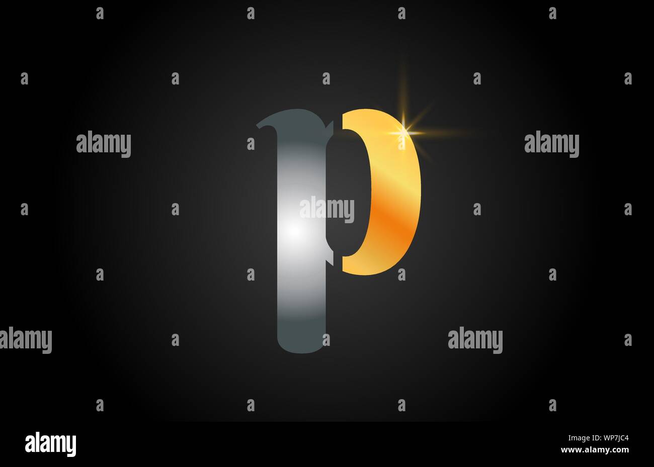 p gold alphabet letter logo design suitable for a company or business ...