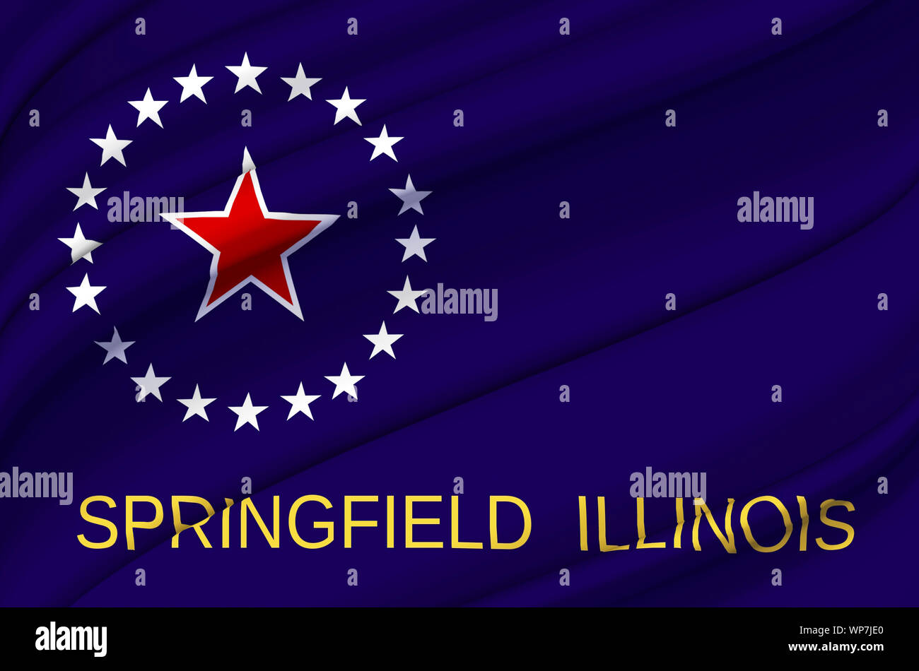 Springfield Illinois waving flag illustration. Regions and Cities of ...