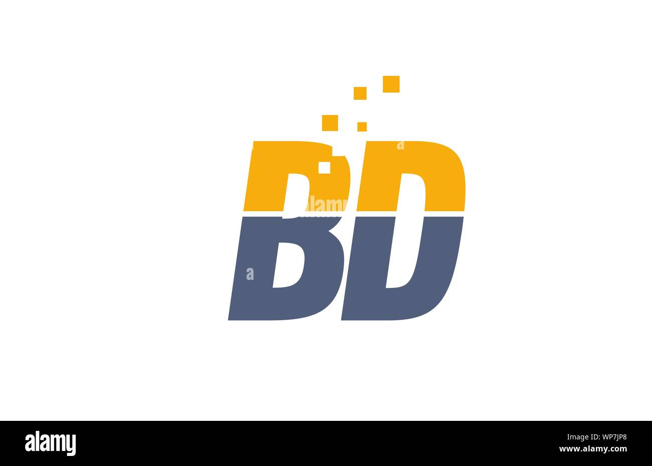 yellow blue BD B D alphabet letter logo icon design suitable for a ...