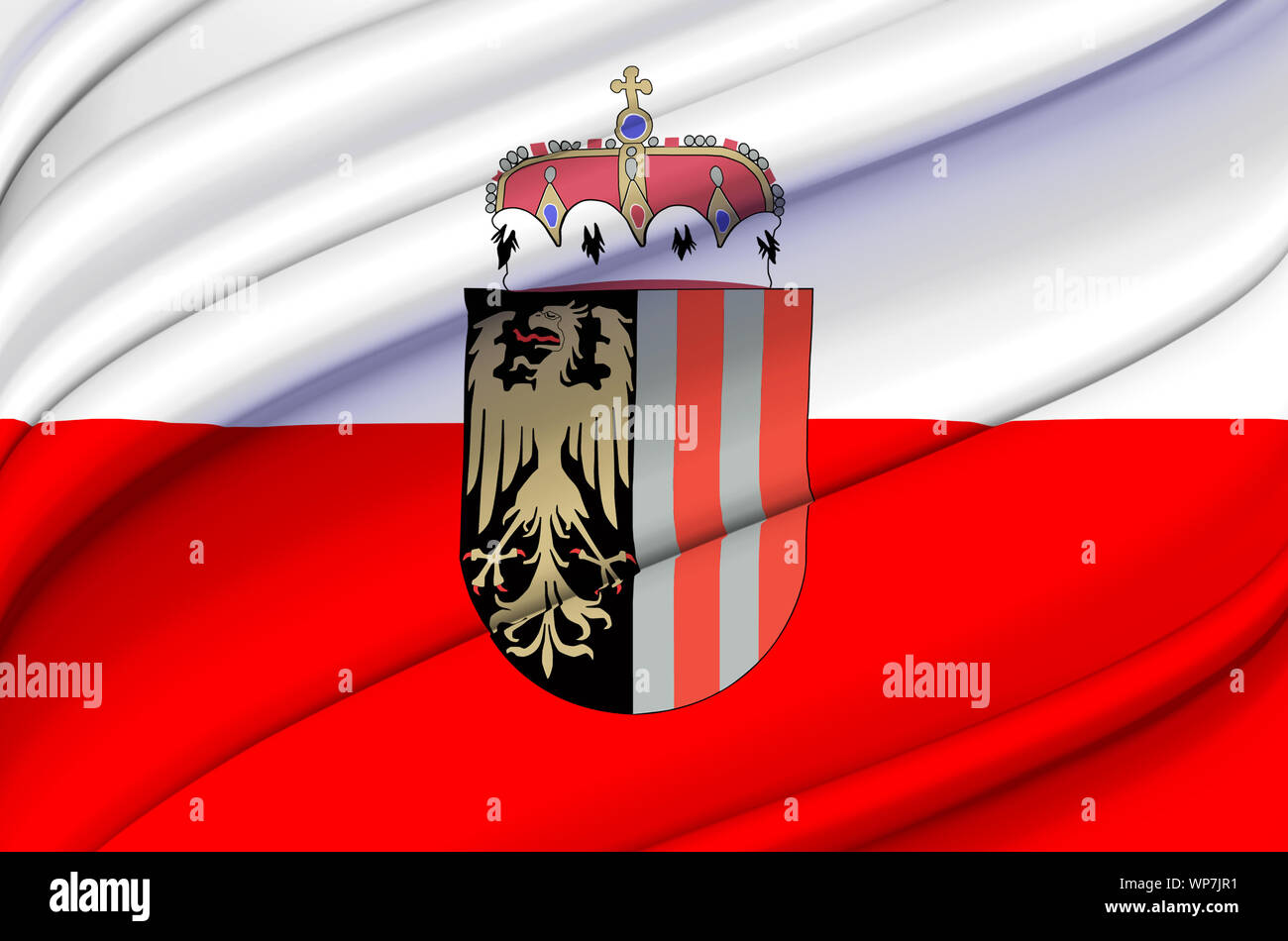 Upper Austria waving flag illustration. Regions of Austria. Perfect for ...