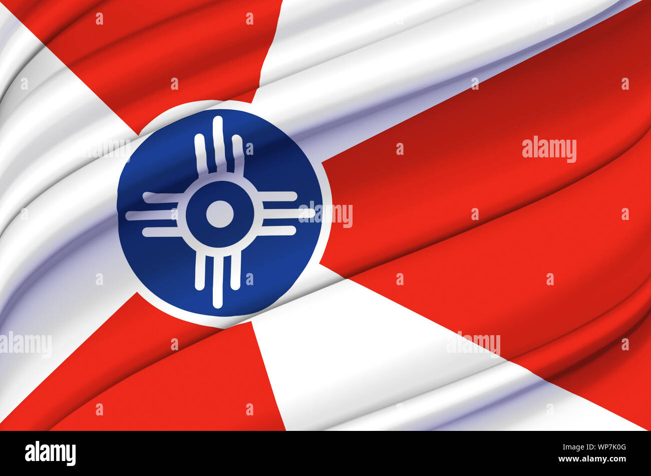 Wichita Kansas waving flag illustration. Regions and Cities of the ...