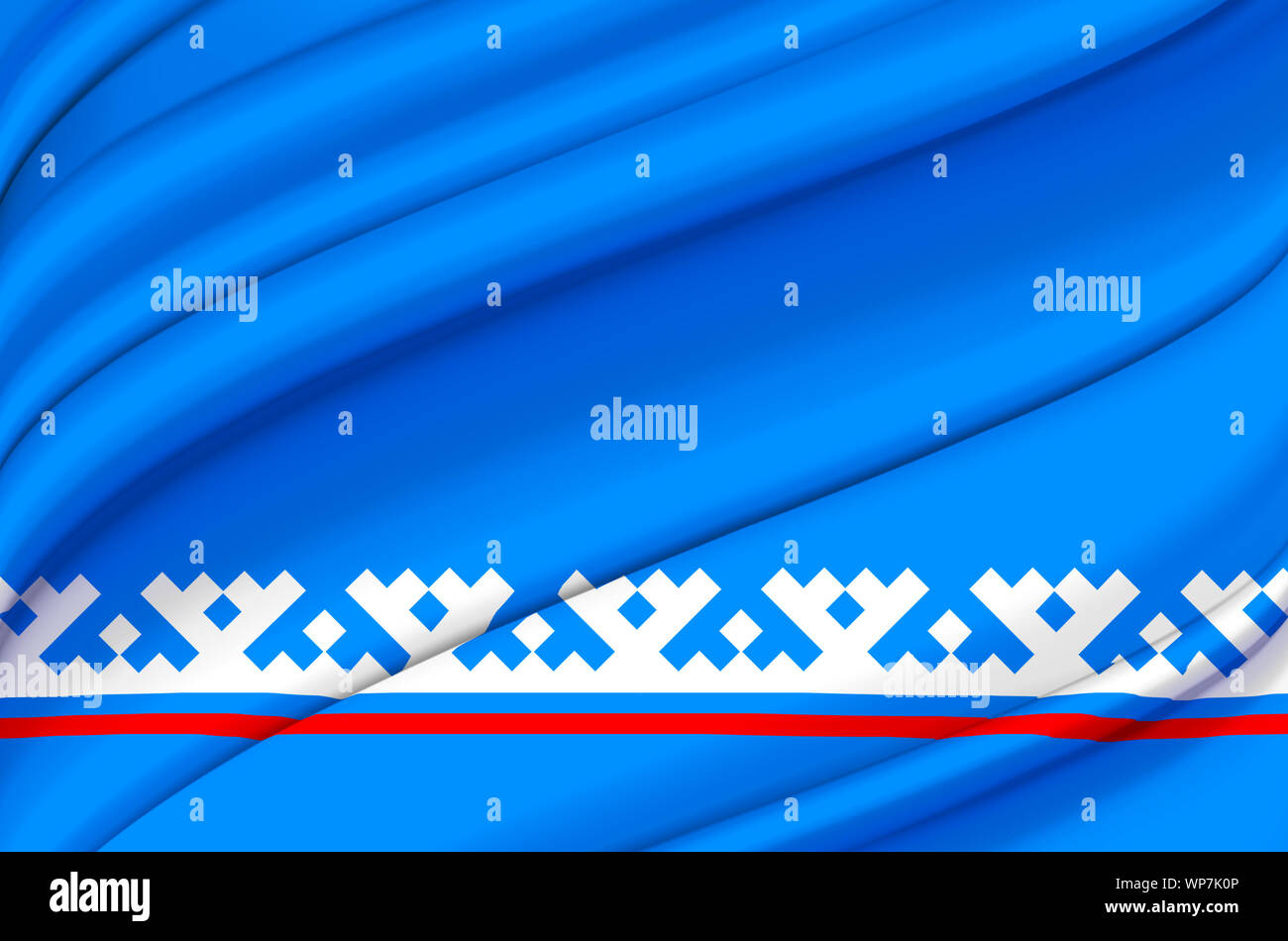 Yamal-Nenets Autonomous District waving flag illustration. Regions of ...