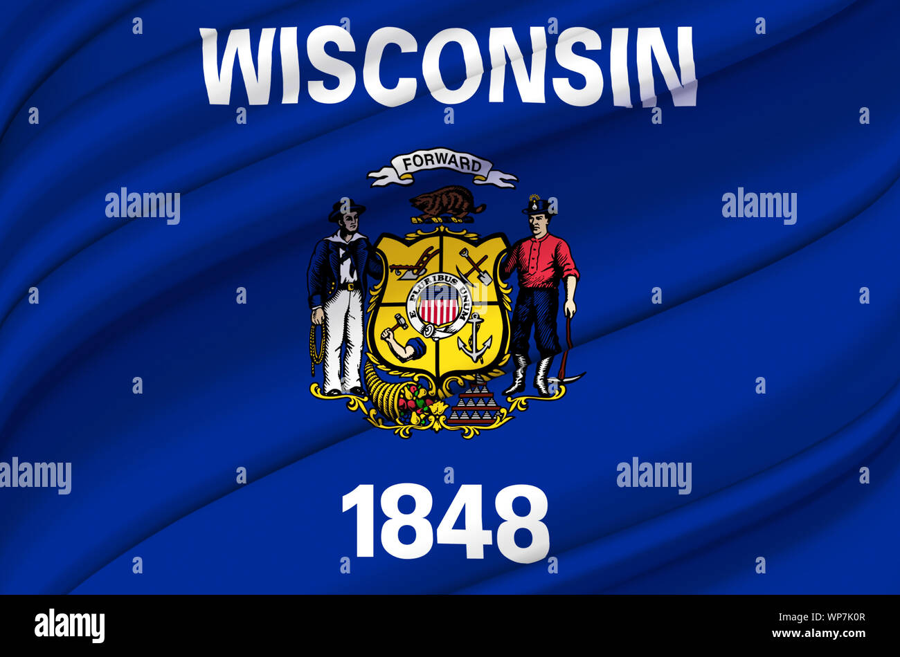 Wisconsin waving flag illustration. US states. Perfect for background ...