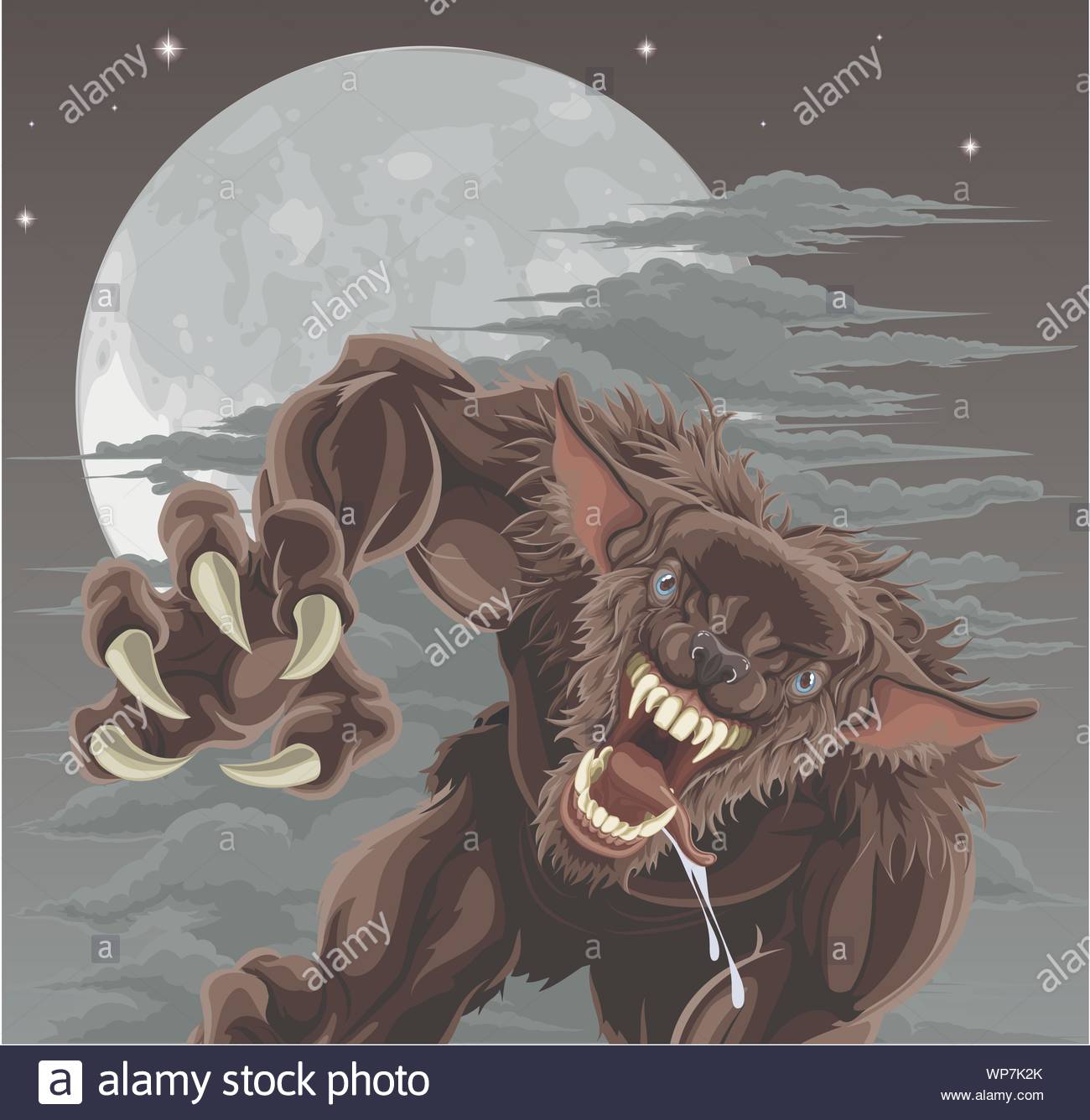 Illustration Cartoon Wolf Howling Moon Stock Photos & Illustration ...