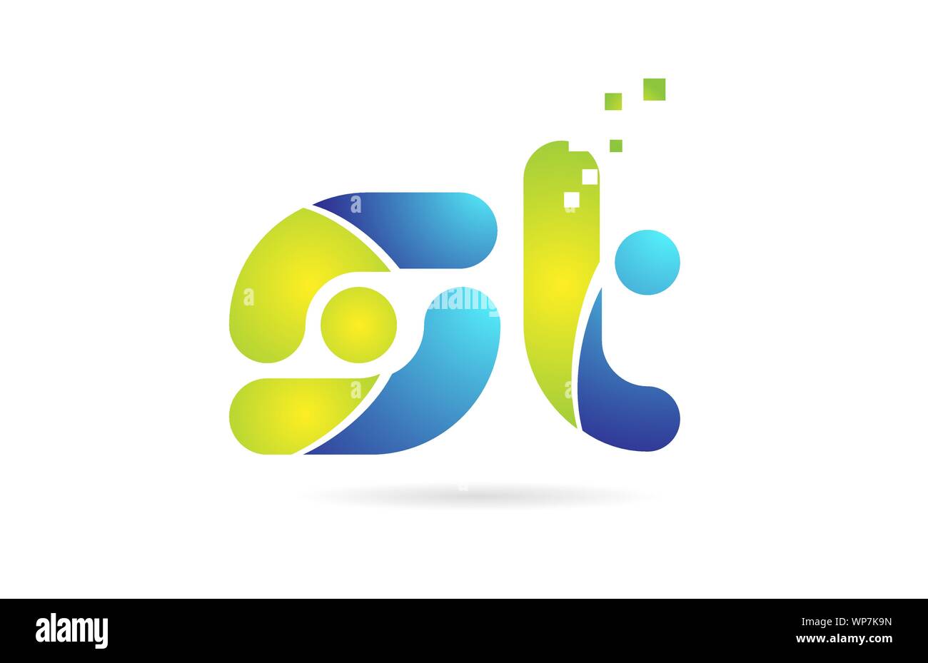 st s t blue green alphabet combination letter logo design suitable for ...