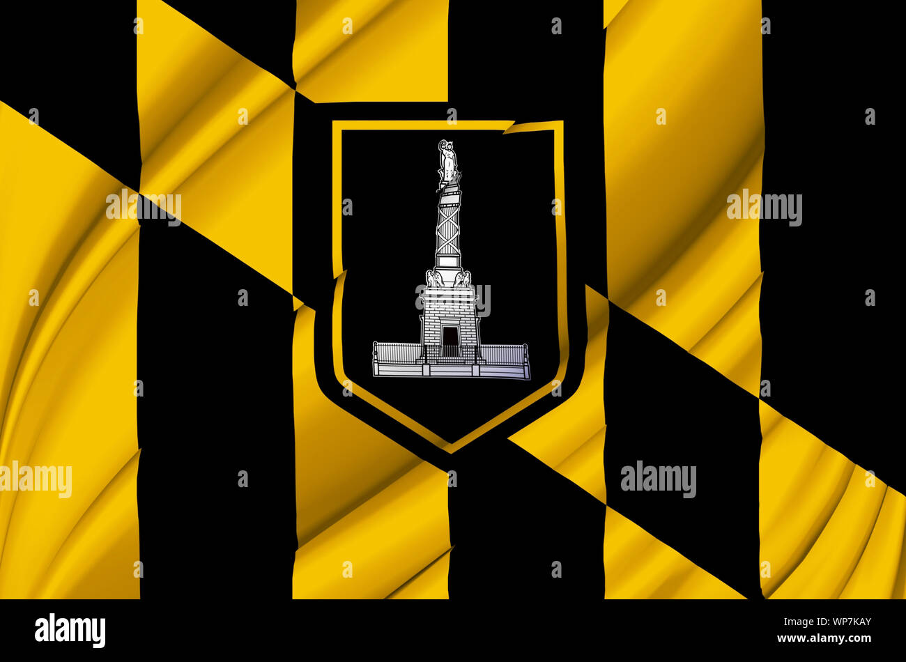 Baltimore City waving flag illustration. Regions and Cities of the ...