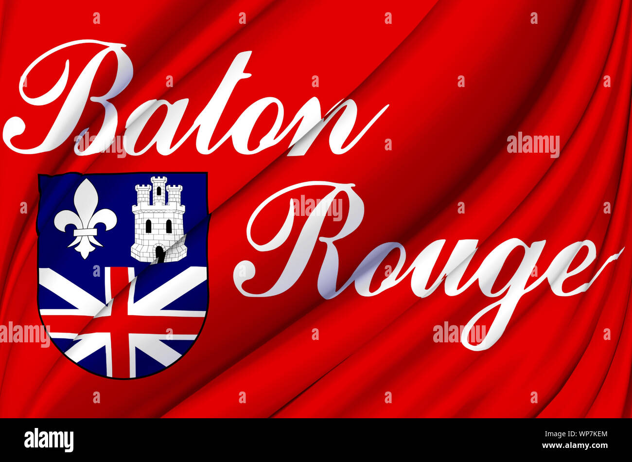 Baton Rouge waving flag illustration. Regions and Cities of the United ...