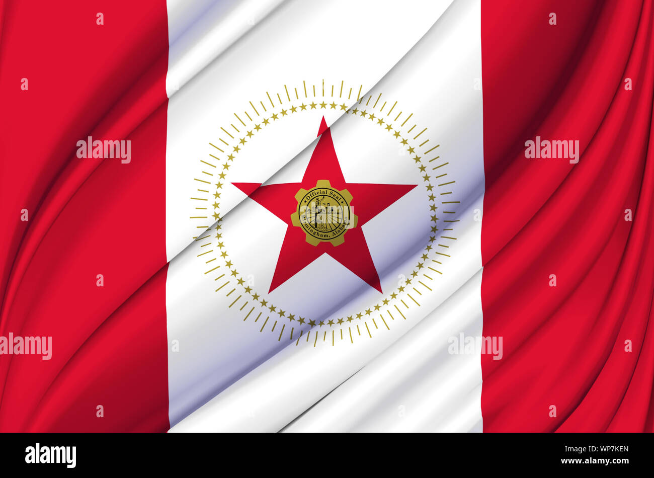 Birmingham Alabama waving flag illustration. Regions and Cities of the ...