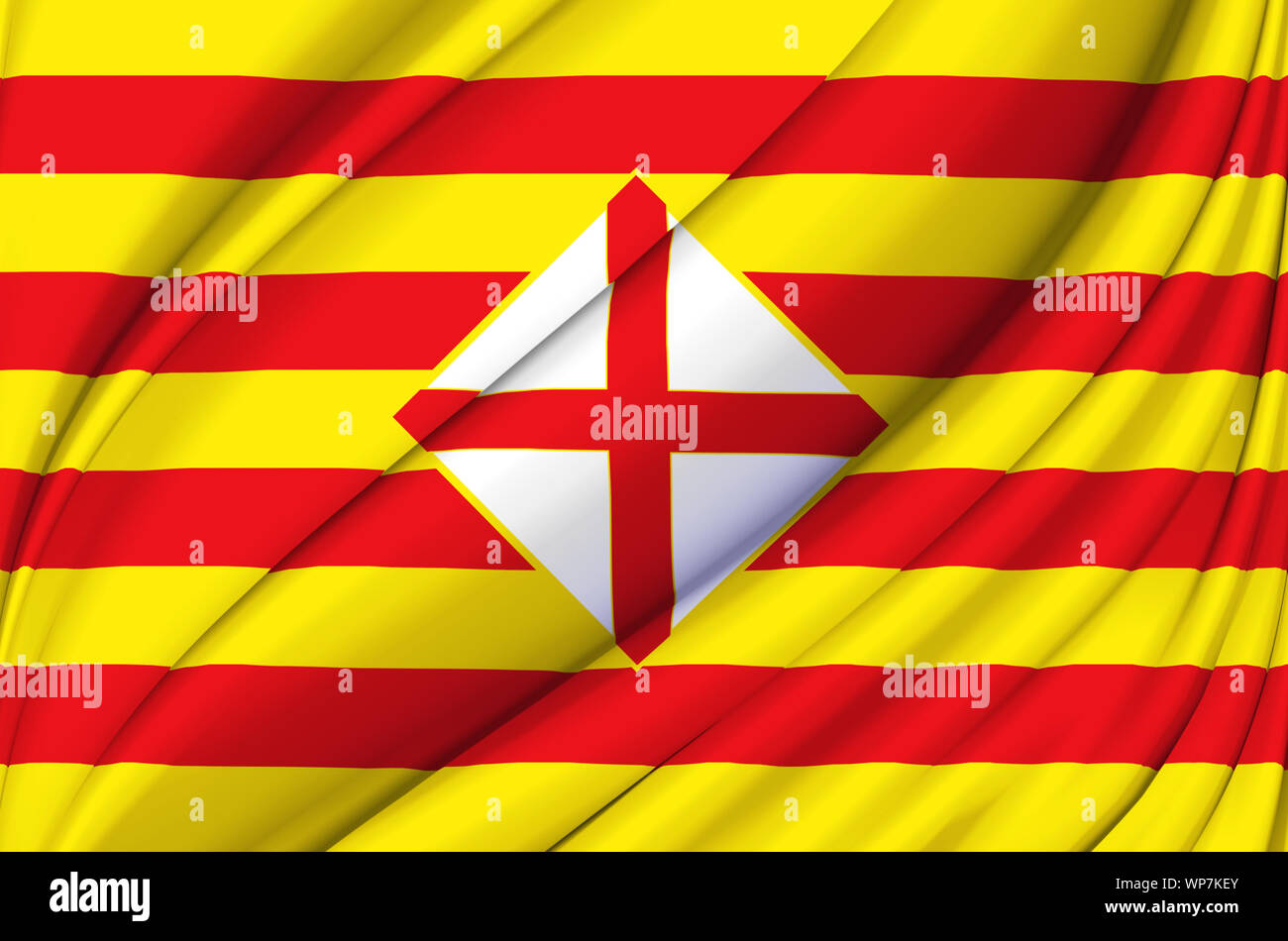 Barcelona waving flag illustration. Regions and cities of Spain ...