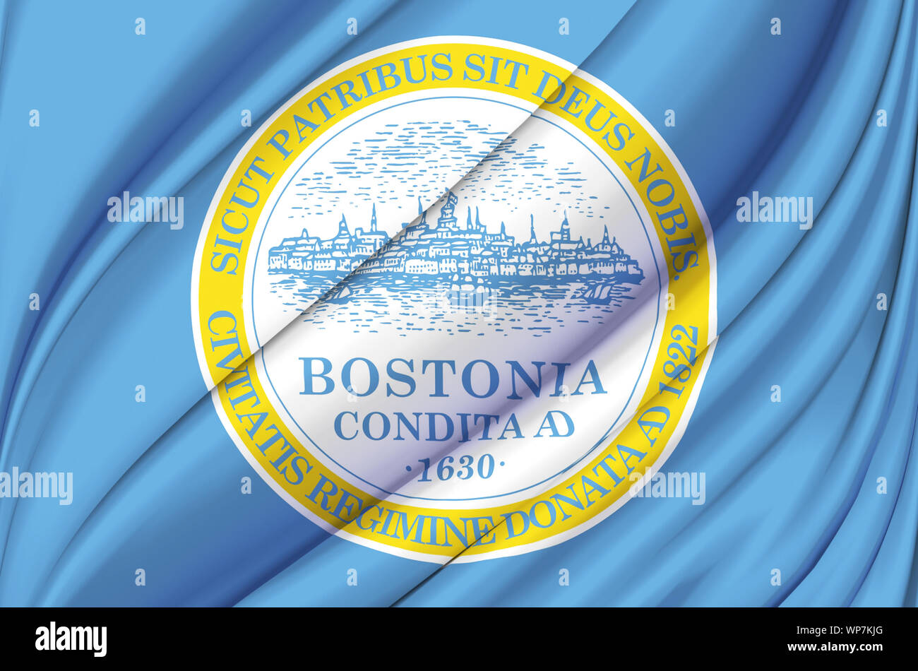 Boston waving flag illustration. Regions and Cities of the United ...