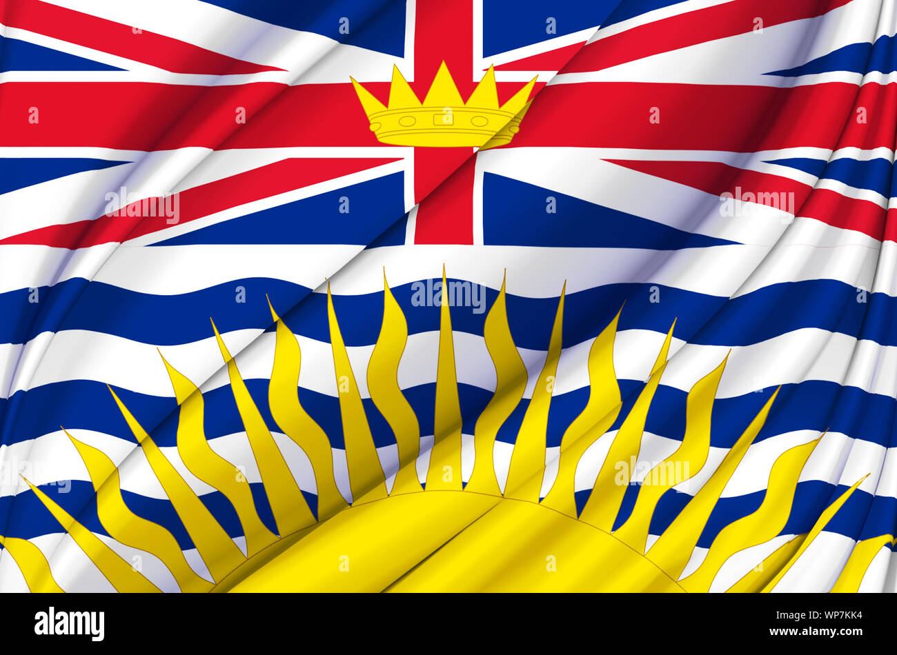 British Columbia waving flag illustration. States, cities and Regions ...