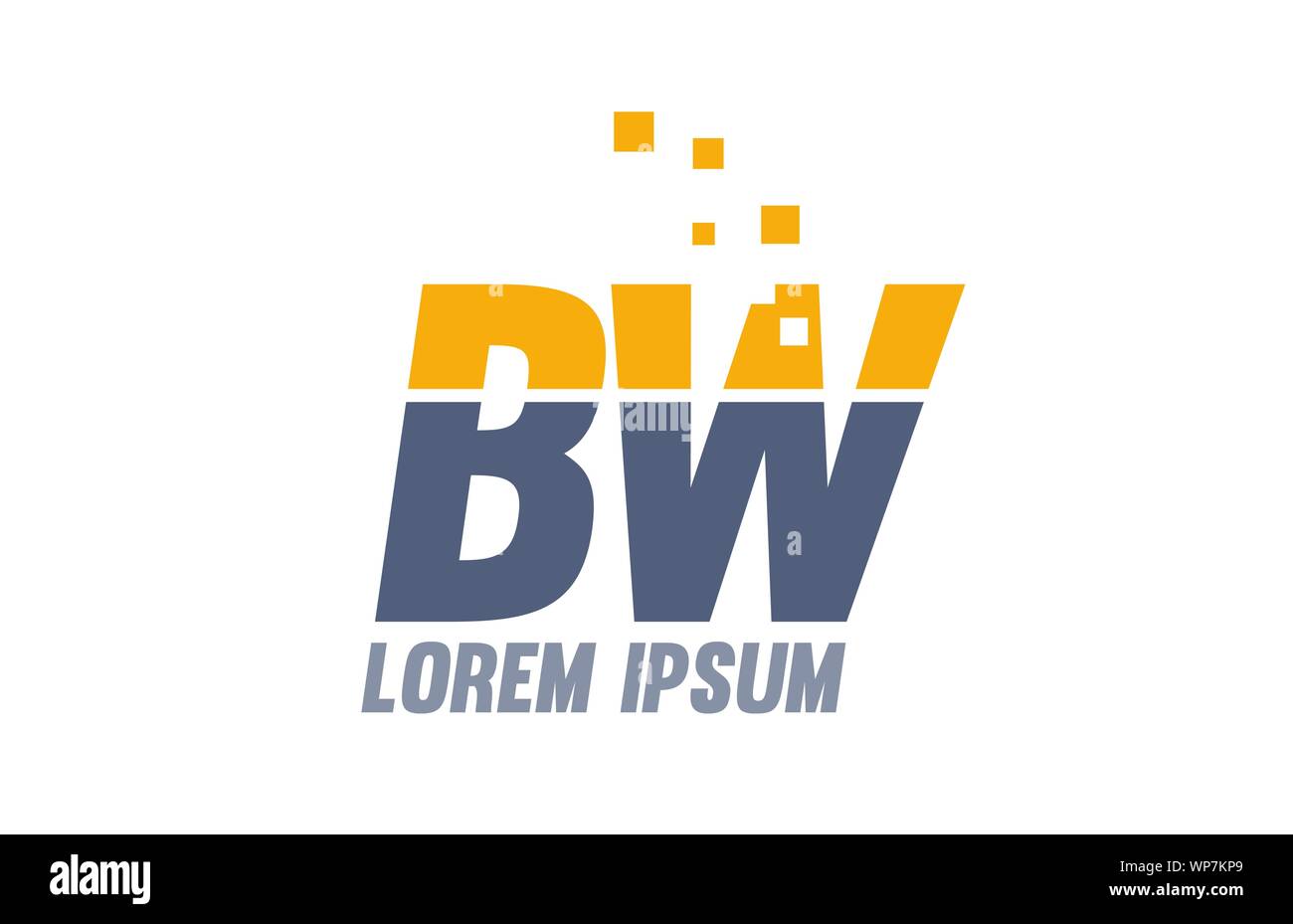 yellow blue BW B W alphabet letter logo icon design suitable for a ...