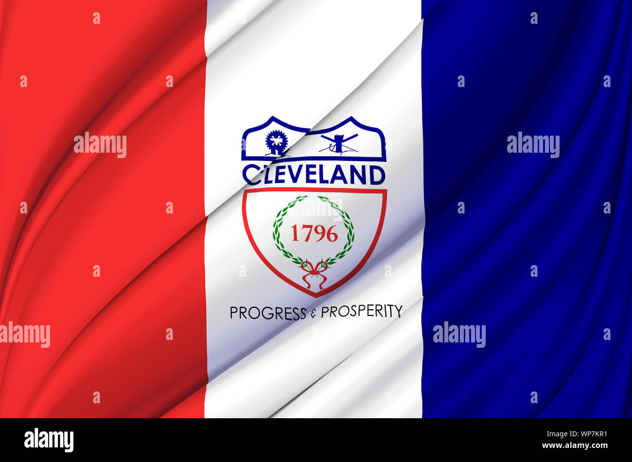 Cleveland waving flag illustration. Regions and Cities of the United ...