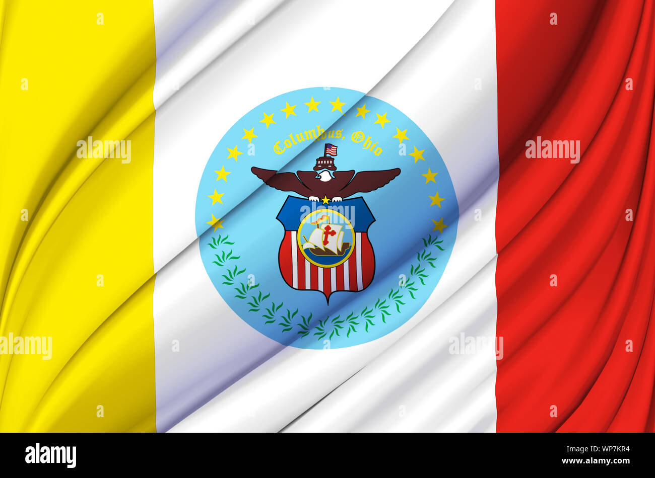 Columbus Ohio waving flag illustration. Regions and Cities of the ...