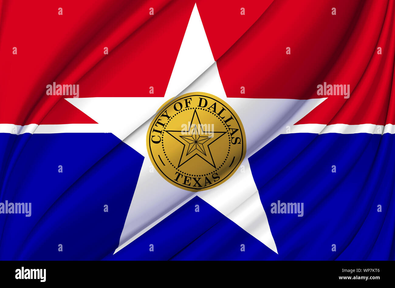 City Of Dallas waving flag illustration. Regions and Cities of the ...