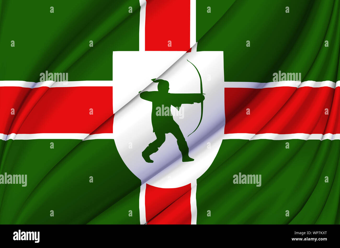 County Nottinghamshire waving flag illustration. Regions of England and ...