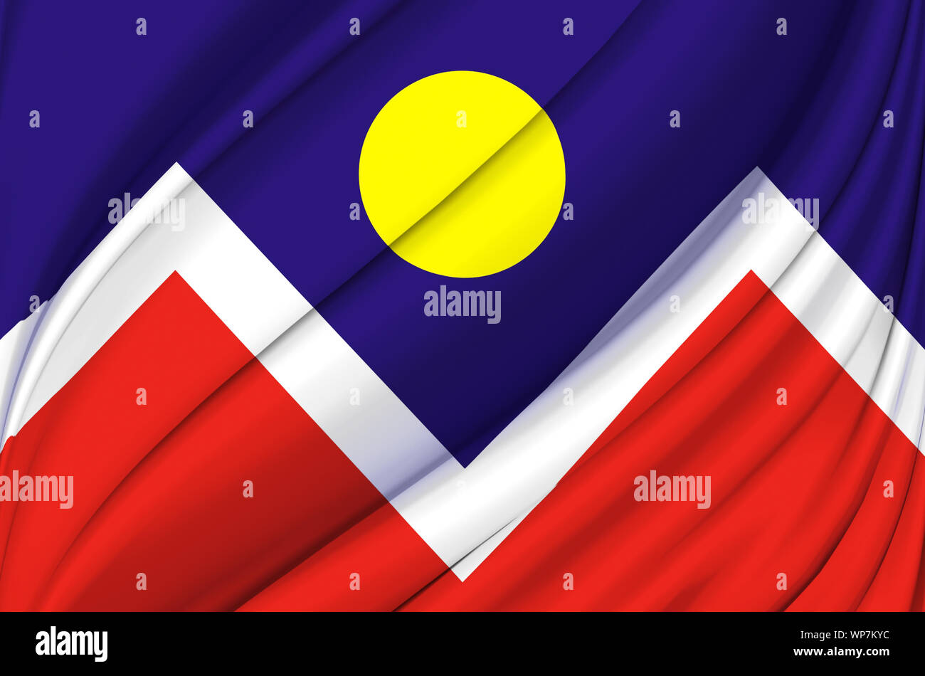 Denver Colorado waving flag illustration. Regions and Cities of the ...