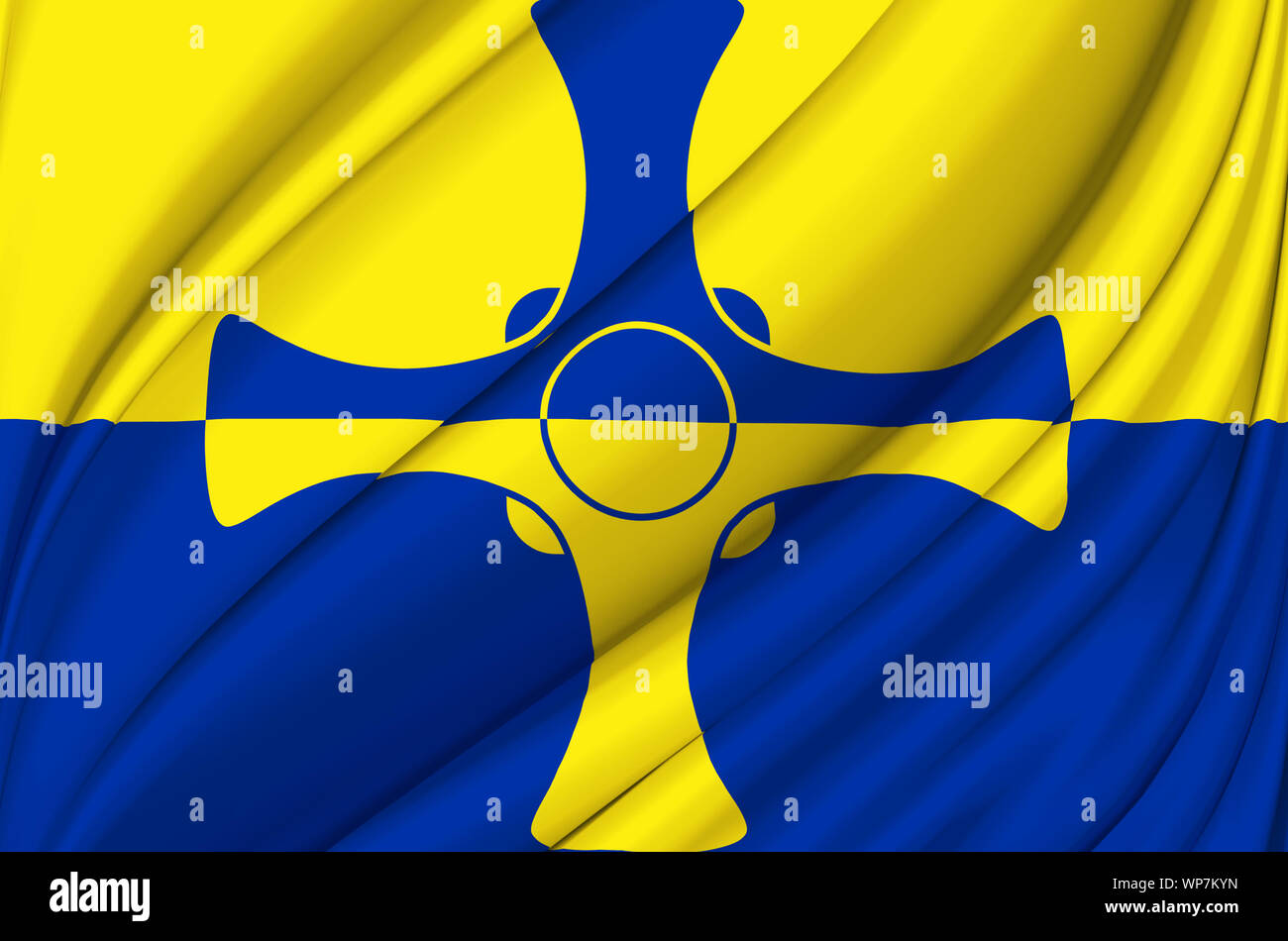 County Durham waving flag illustration. Regions of England and United ...