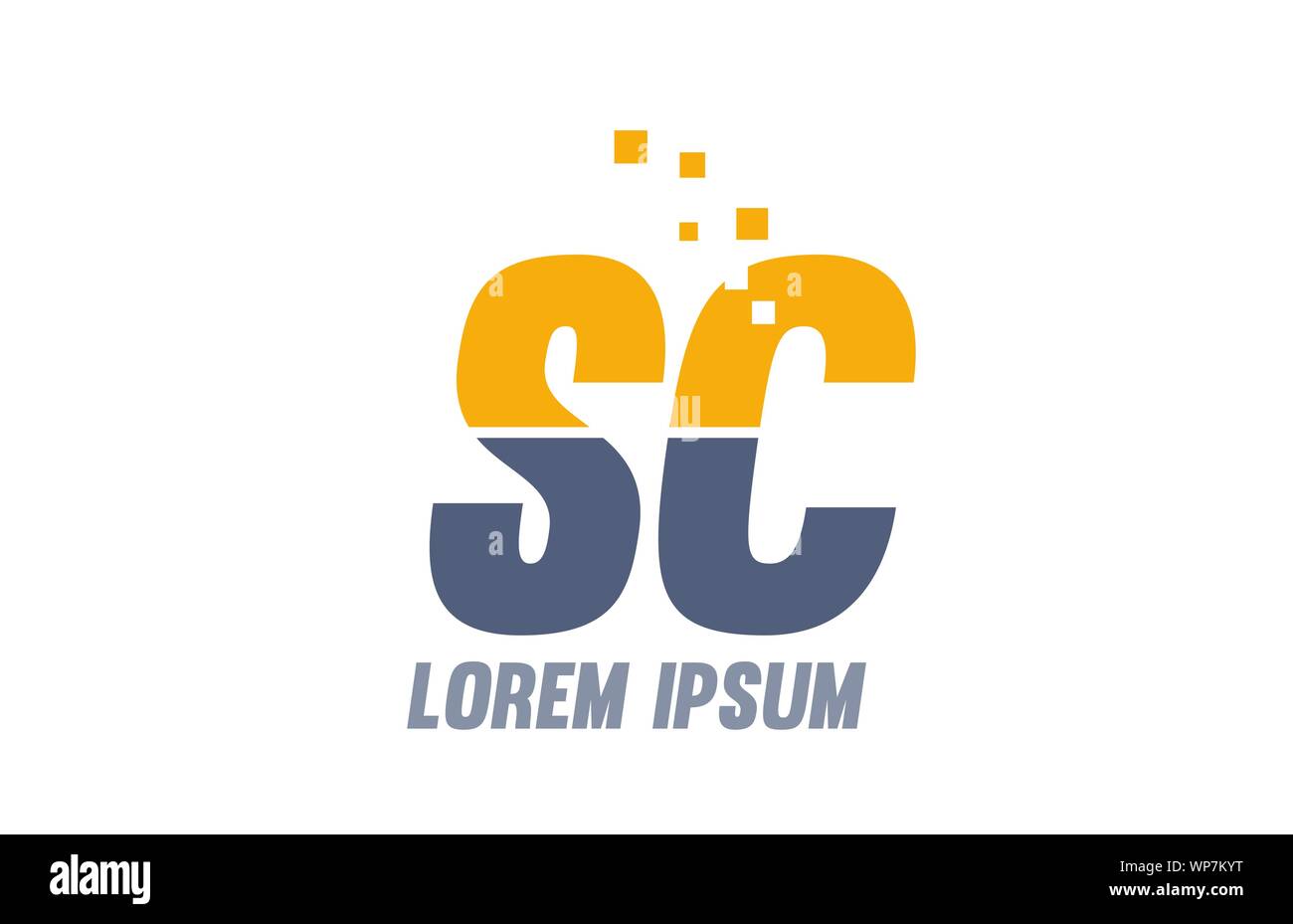 yellow blue SC S C alphabet letter logo icon design suitable for a ...