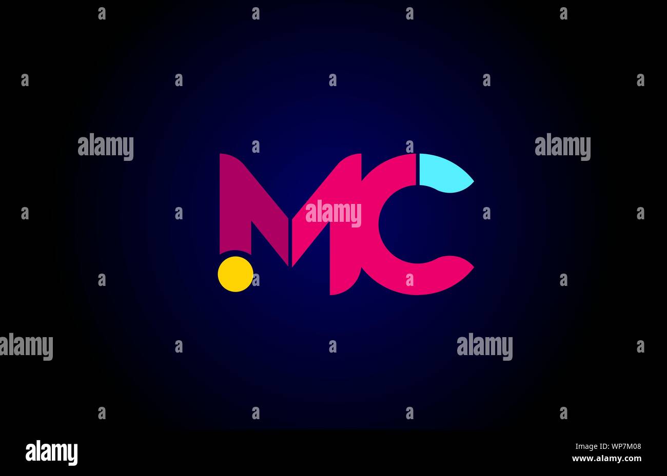 pink blue alphabet letter MC M C combination for company logo. Suitable ...