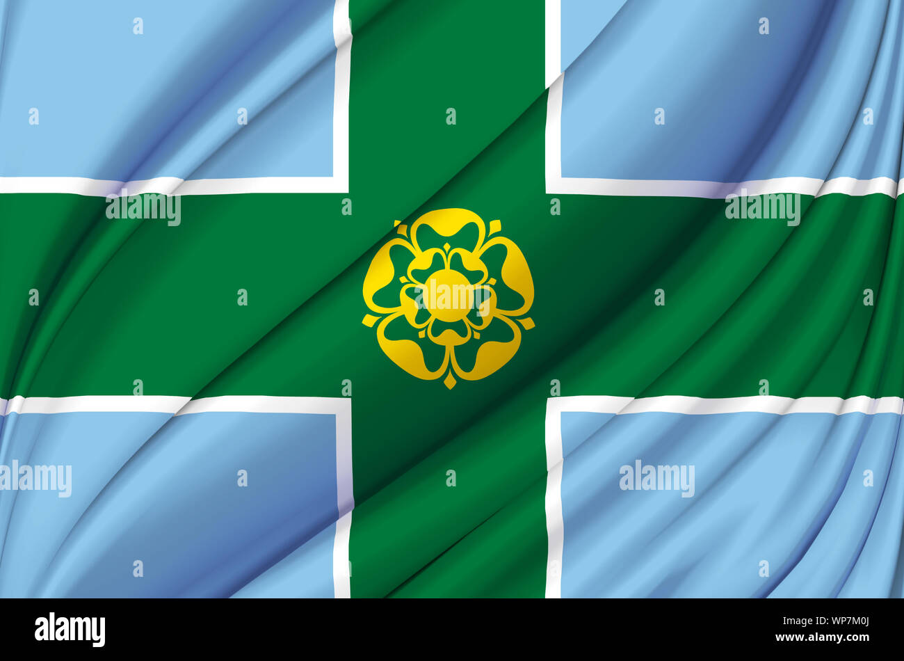 Derbyshire waving flag illustration. Regions of England and United ...