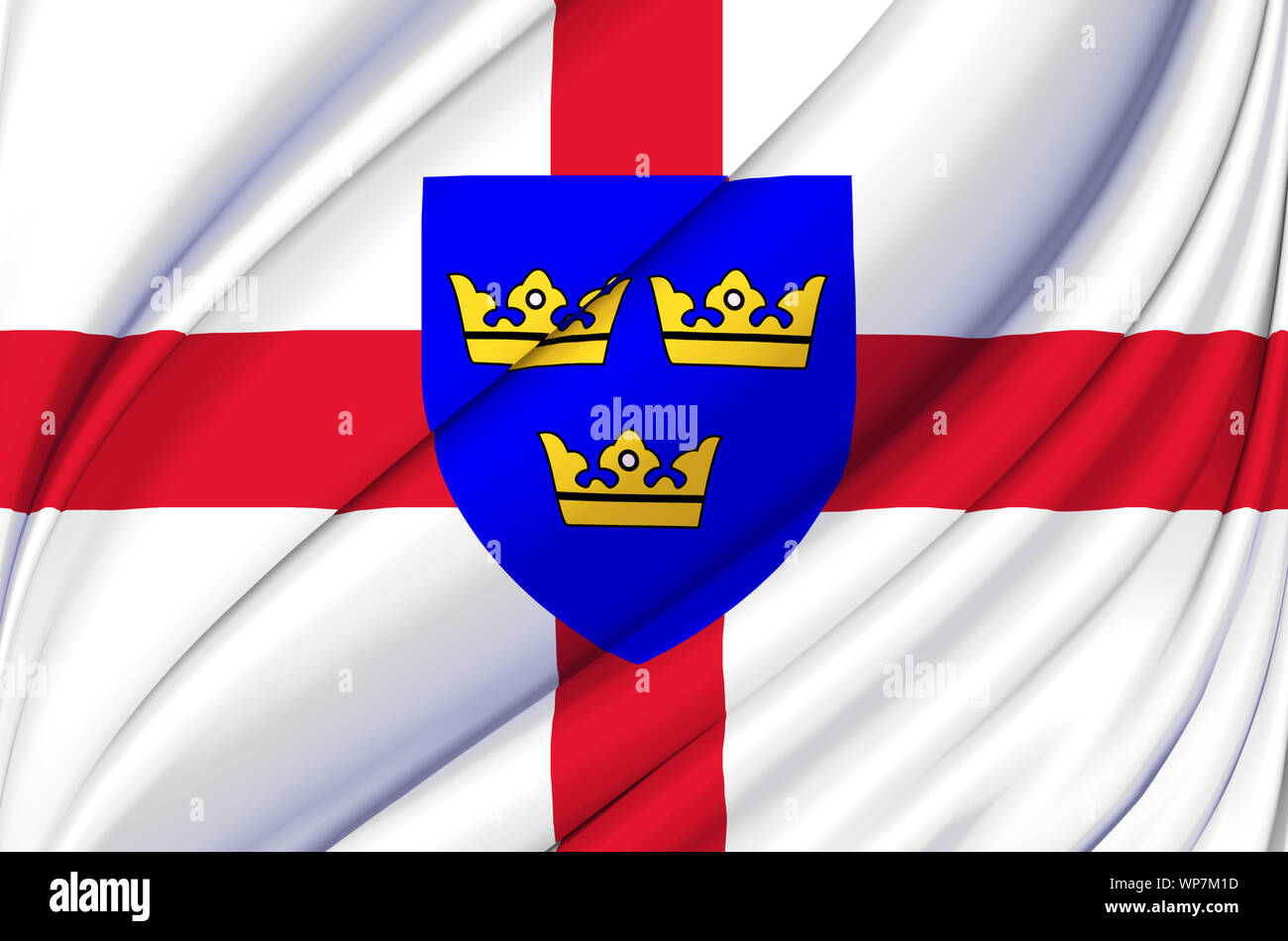 East Anglia waving flag illustration. Regions of England and United ...