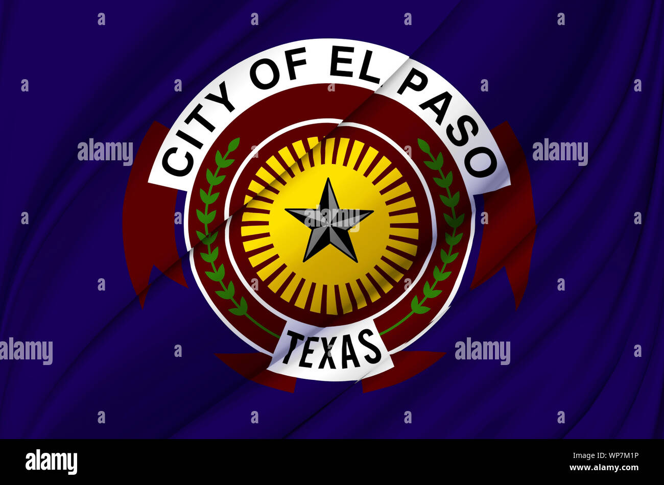 El Paso Texas waving flag illustration. Regions and Cities of the ...